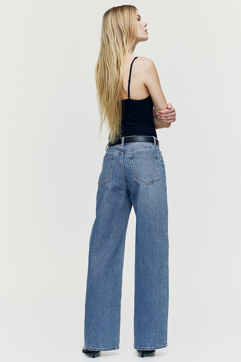 Wide-cut Jeans - Denim blue - Ladies | H&M PH