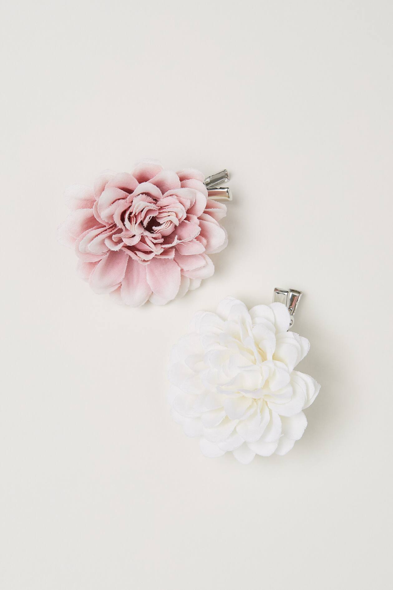 2-pack Hair Clips - White/light pink - Ladies | H&M US