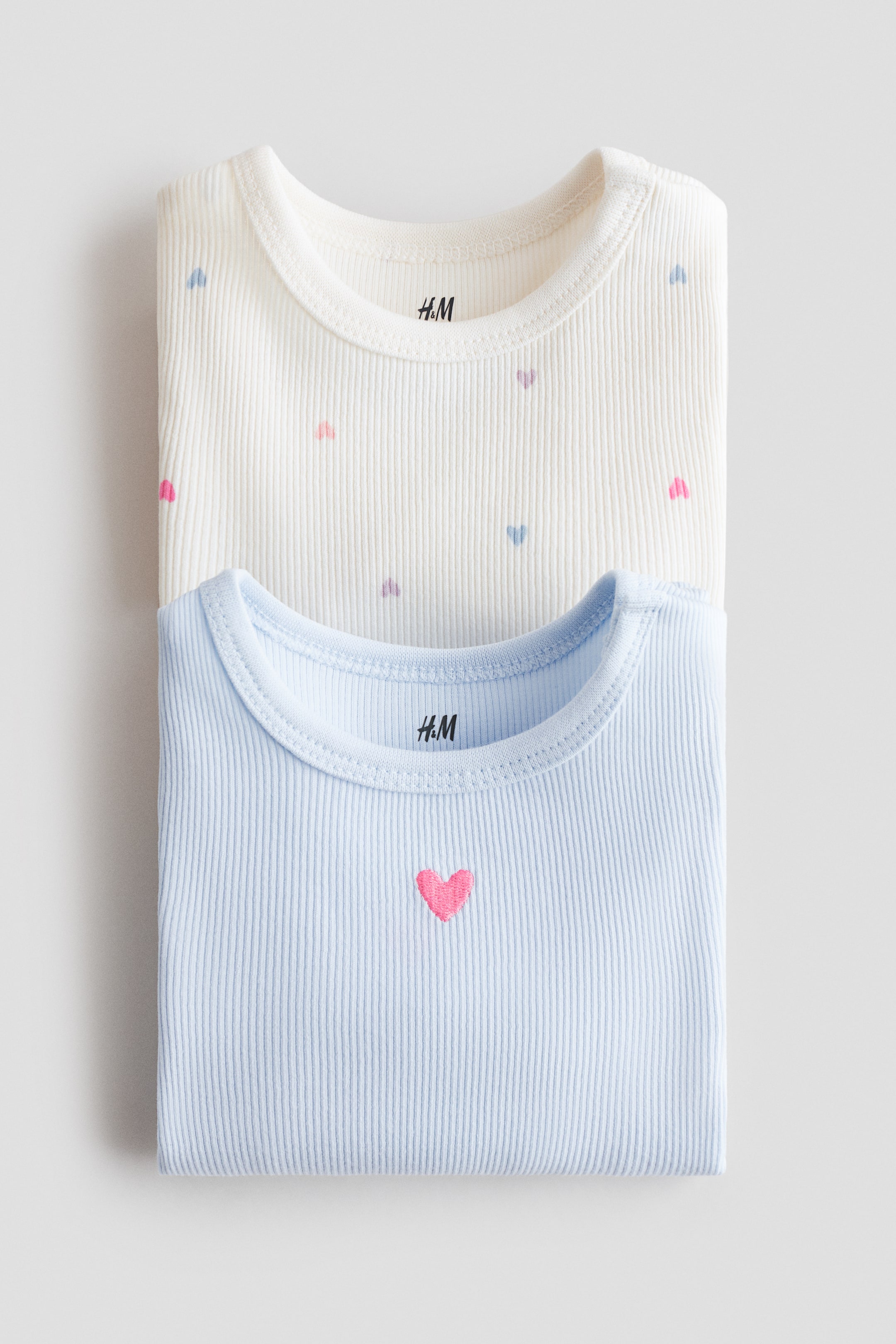 Light blue/hearts 2-Pack Cotton Bodysuits for kids | H&M CA