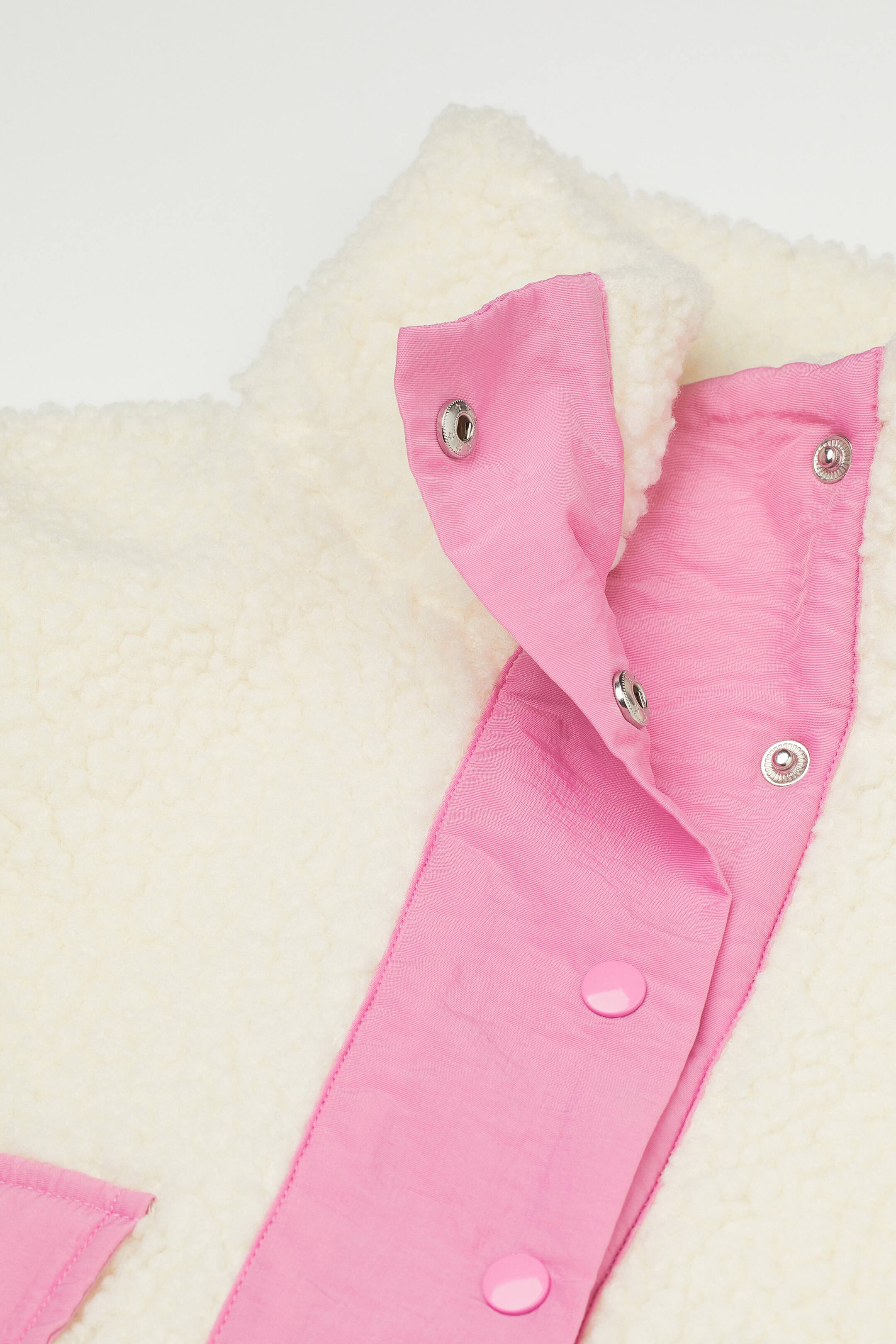 High-collar teddy top - White/Light pink - Ladies | H&M GB