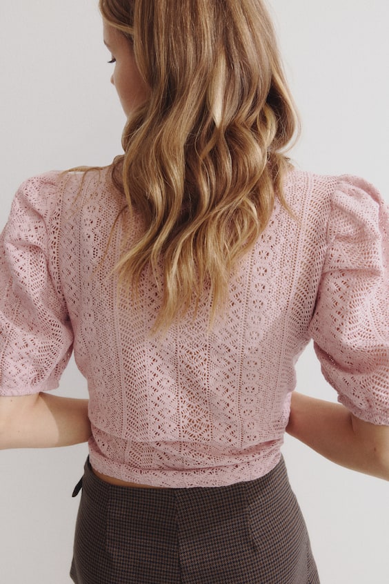 Top con mangas abombadas - Rosa claro - Ladies | H&M MX