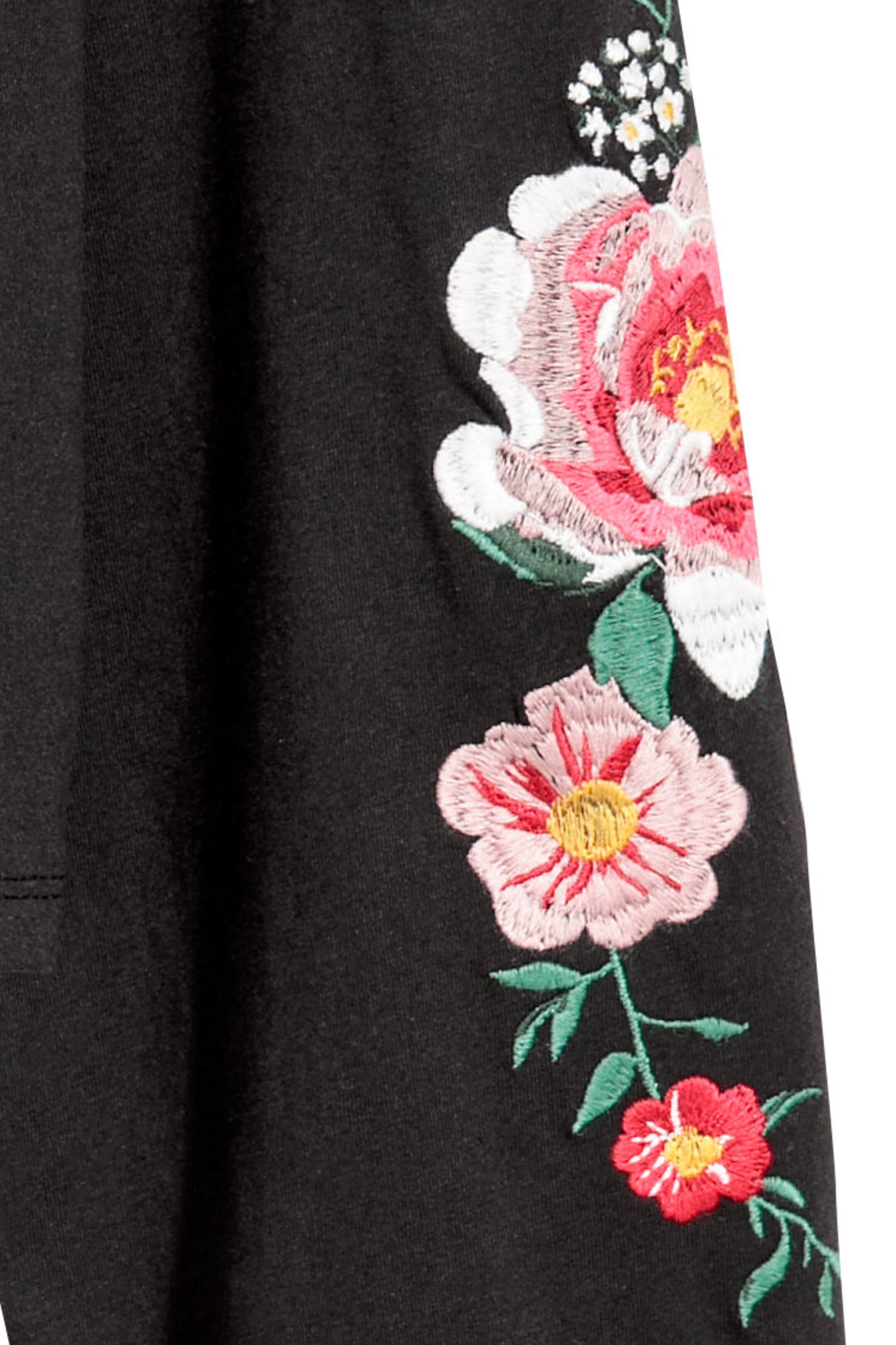 Jersey top with embroidery - Black - Ladies | H&M GB
