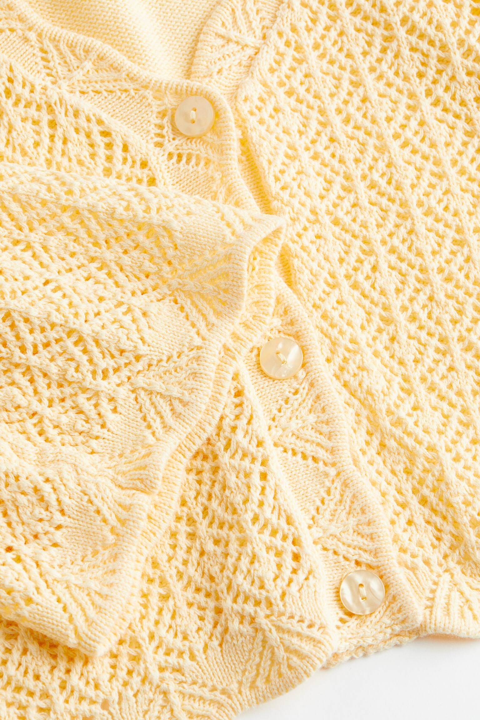 Women's Light yellow Pointelle-knit cardigan | H&M IE
