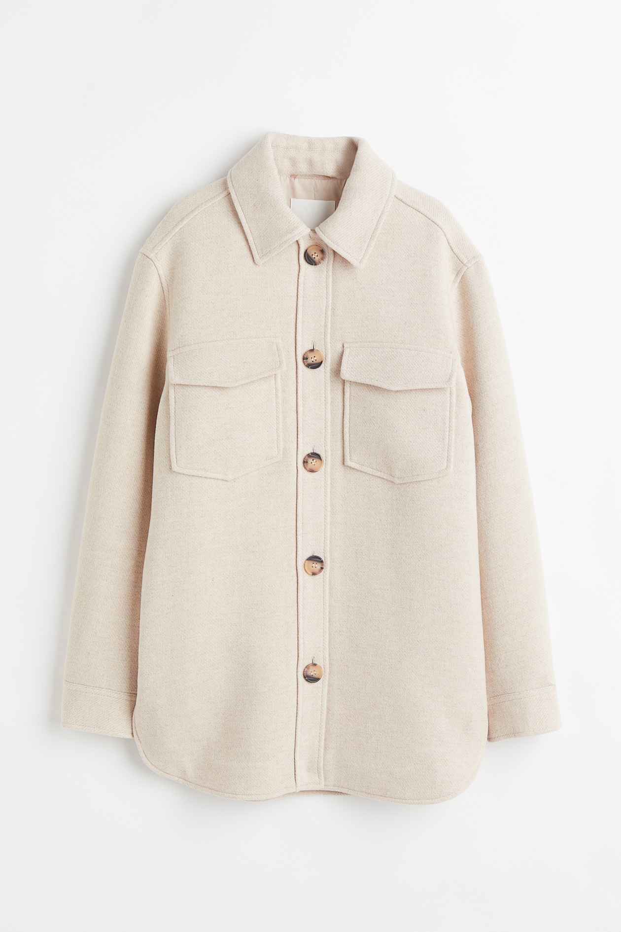 Oversized twill shacket - Light beige - Ladies | H&M GB