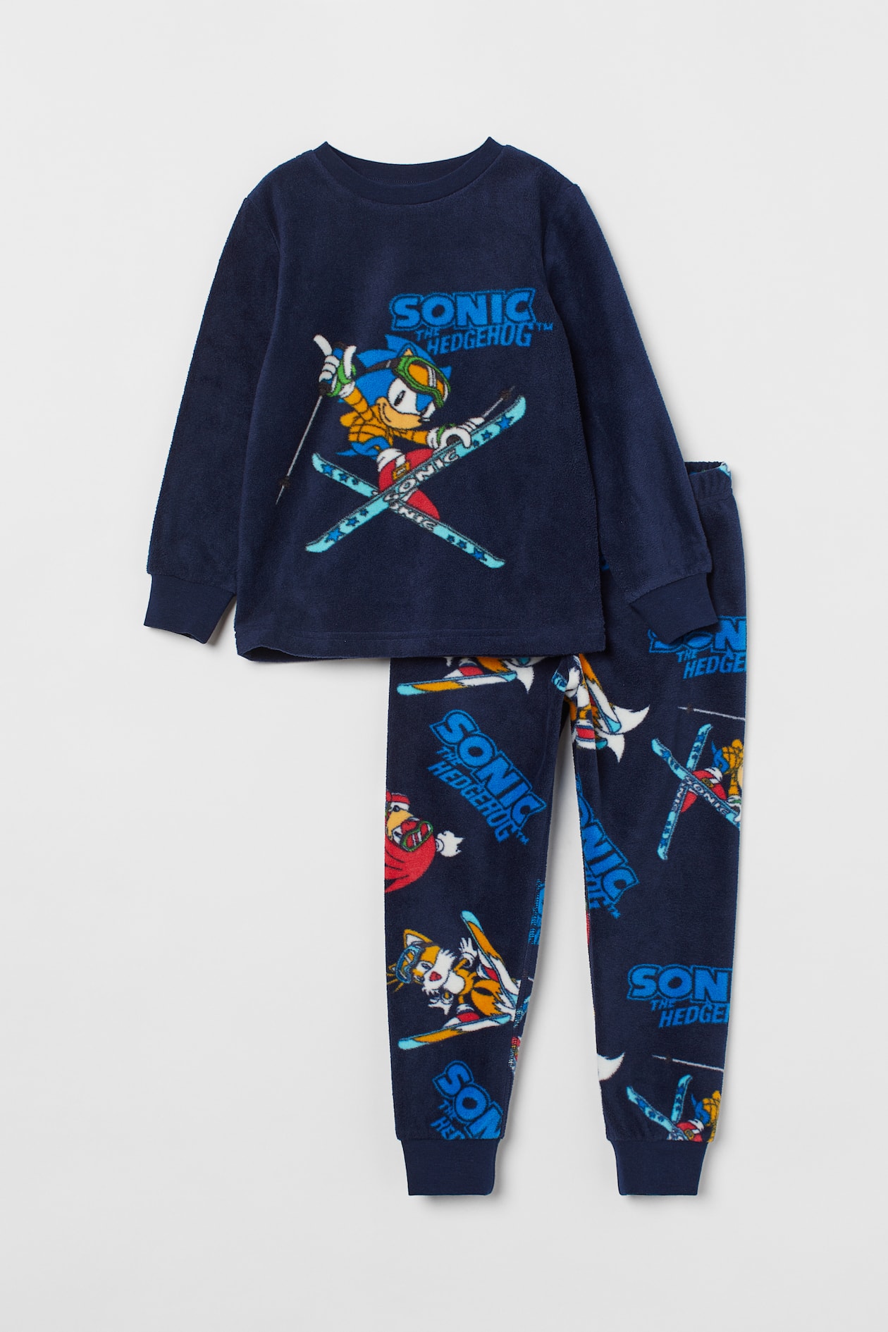 Printed fleece pyjamas - Low waist - Round neck - Dark blue/Sonic the ...