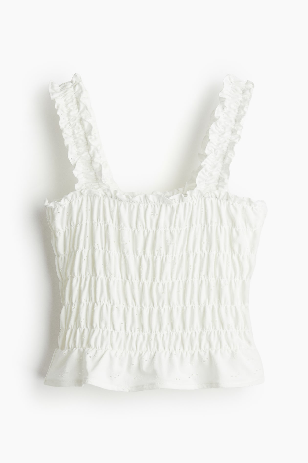 Women's White Cropped smocked top | H&M GB