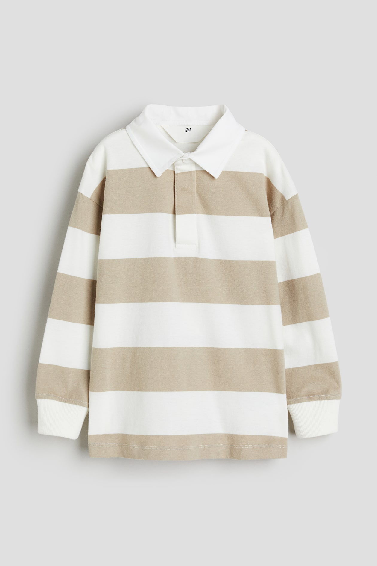 Cotton Rugby Shirt - Beige/white striped - Kids | H&M US