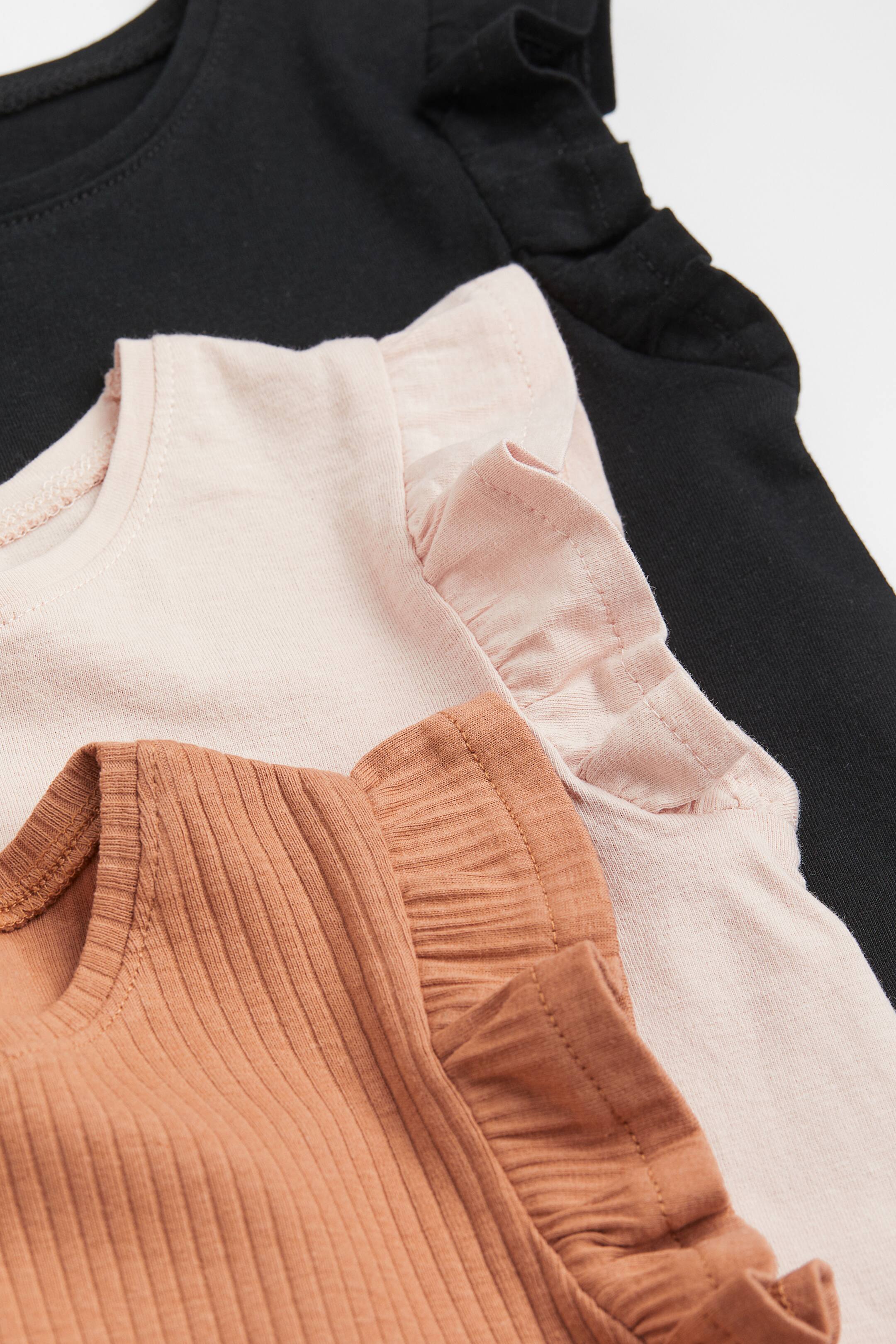 3-pack flutter-sleeved tops - Beige/Pink/Black - Kids | H&M GB
