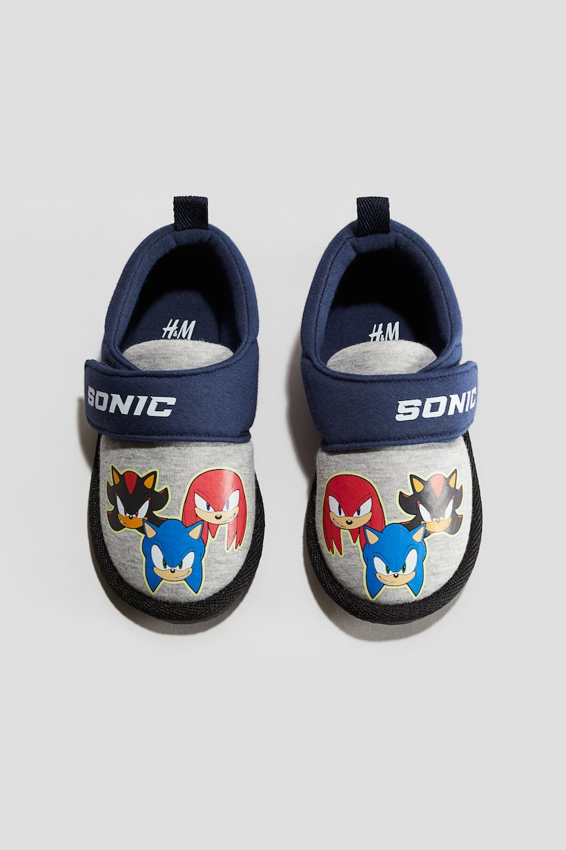 Dark blue/Sonic the Hedgehog Printed Cotton Slippers for kids | H&M CA