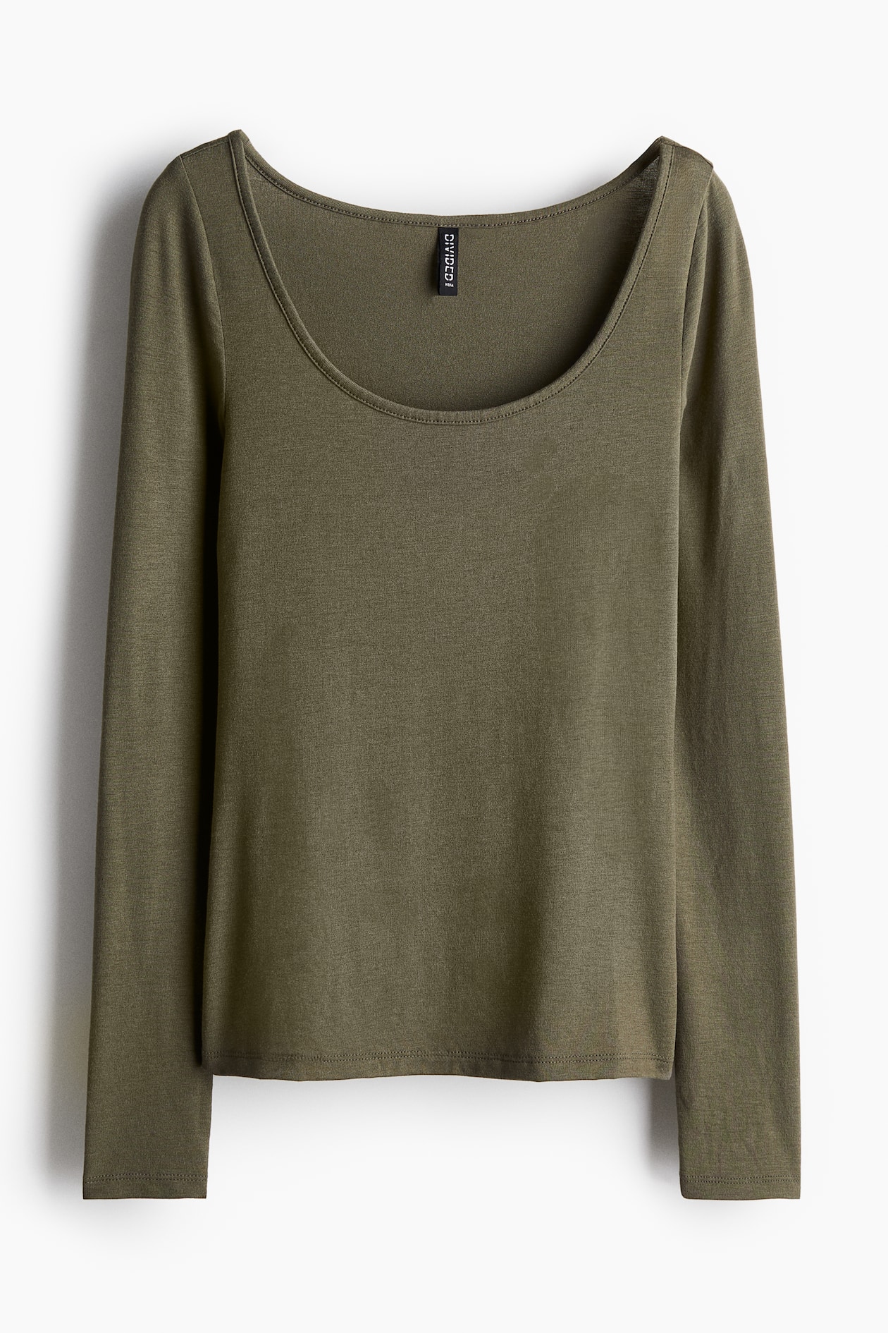 Scoop-Neck Top - Dark khaki green - Ladies | H&M US