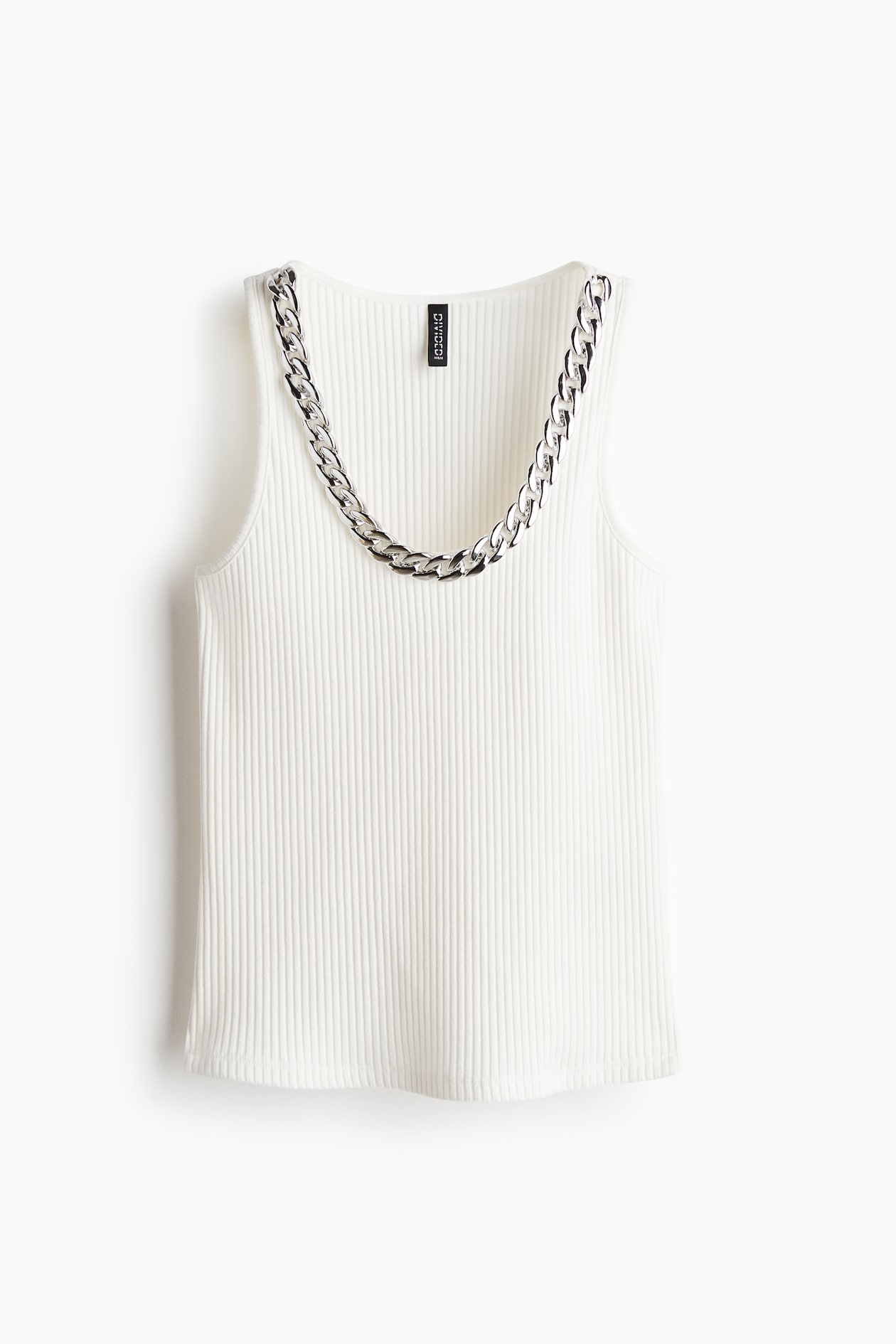 Women's Cream Ribbed chain-detail vest top | H&M US