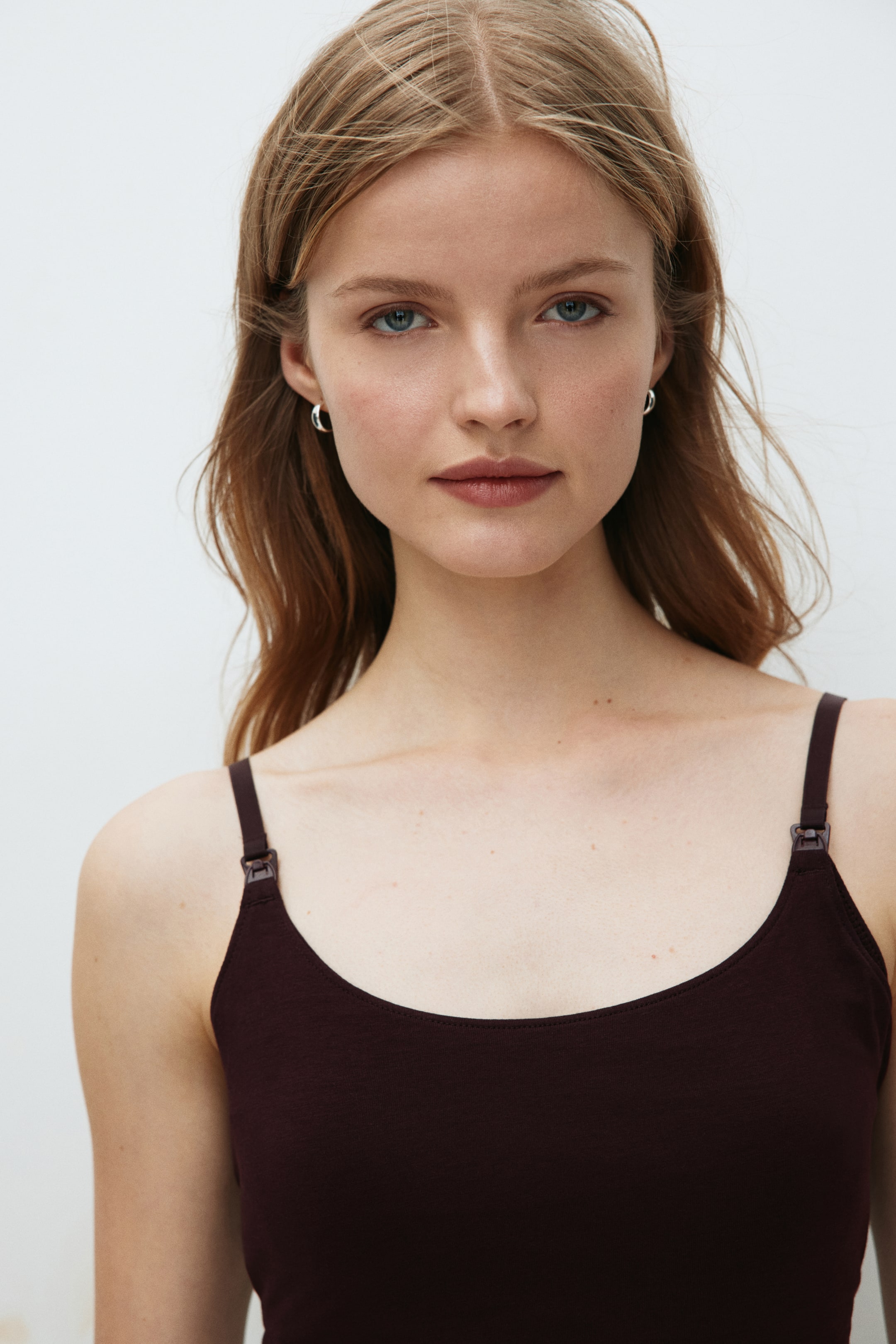 MAMA Lot de 3 hauts d'allaitement bretelles fines - Bourgogne/rose ...