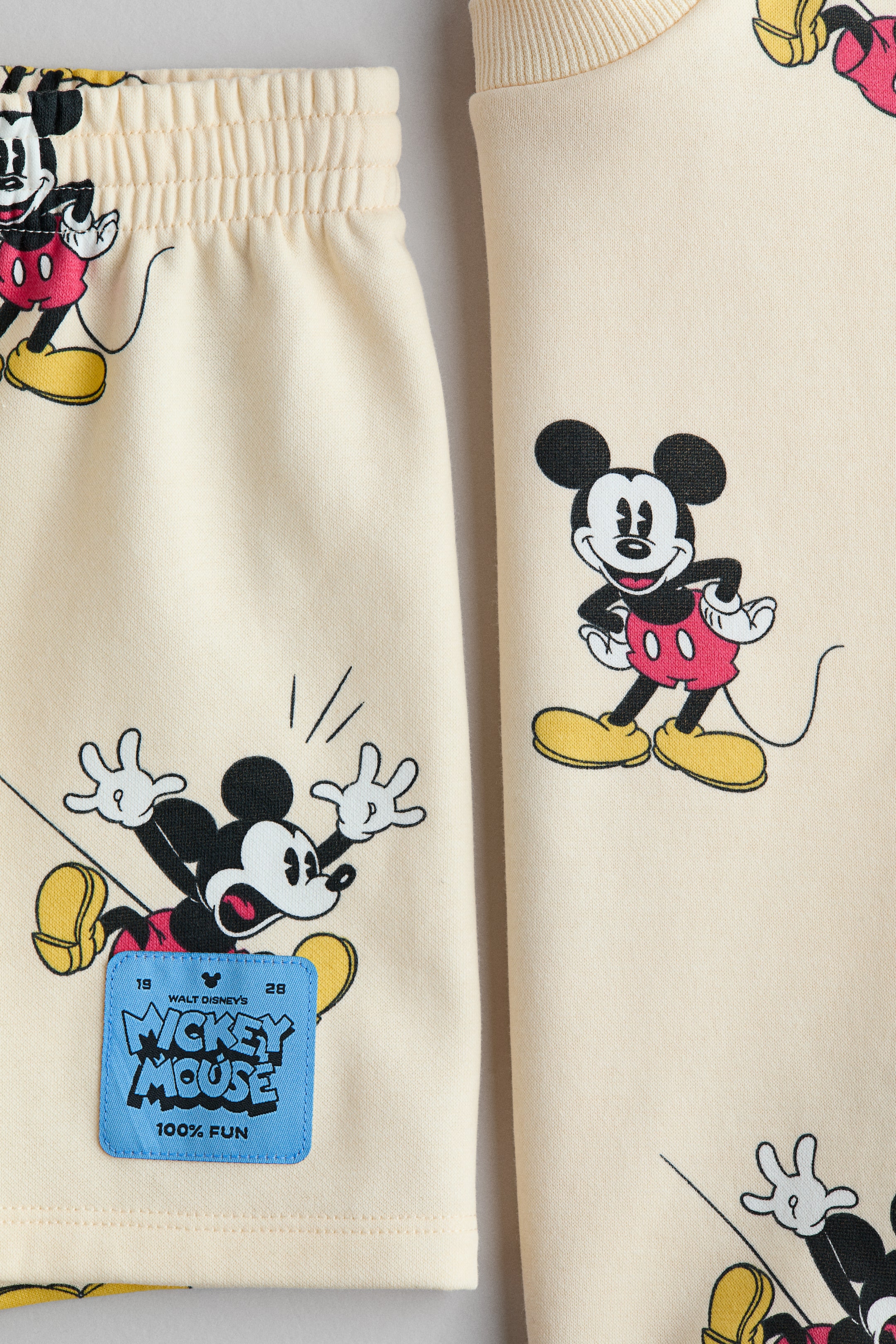 Ensemble 2 pièces sweat et short - Jaune clair/Mickey - ENFANT | H&M FR