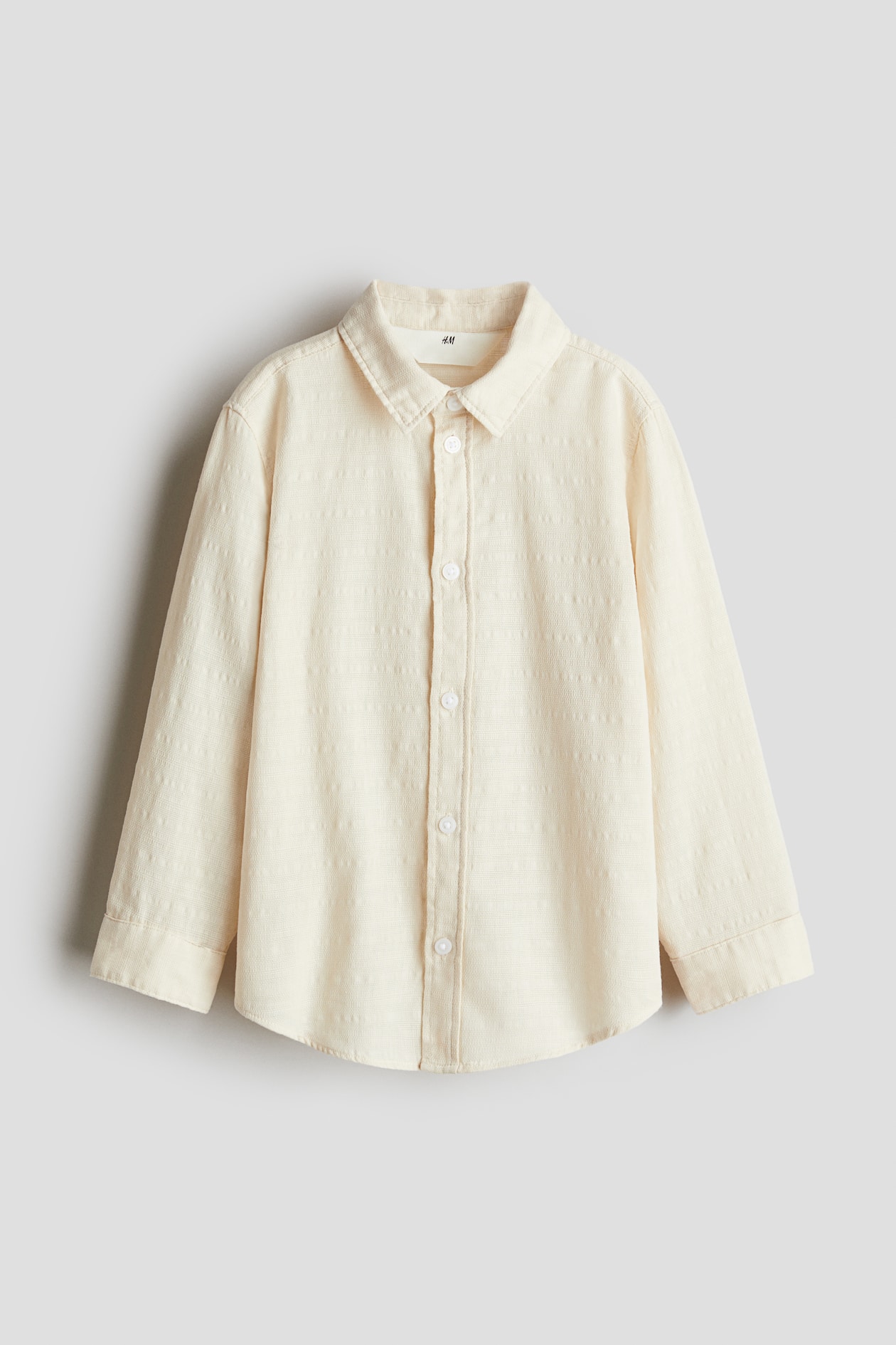 Jacquard-weave linen-blend shirt - Cream - Kids | H&M MY