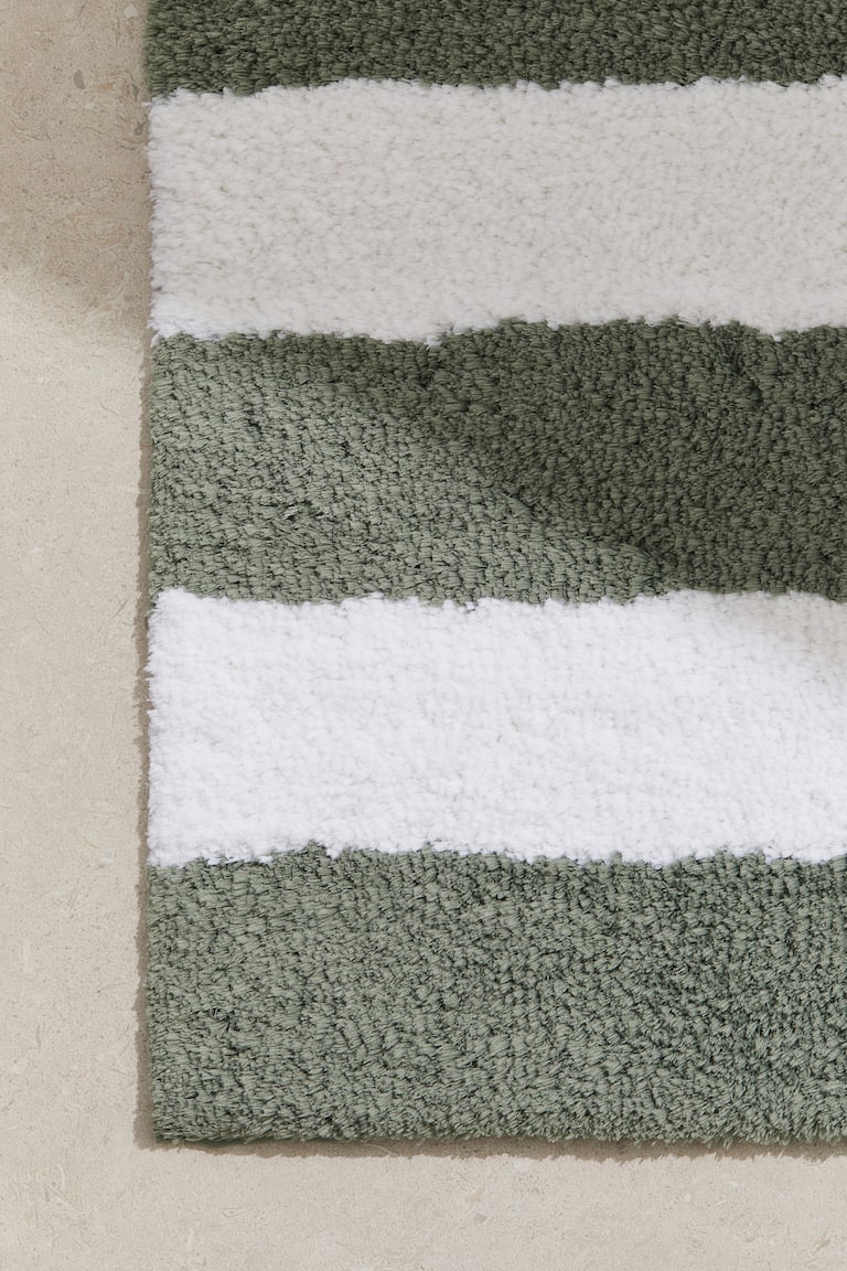 Cotton-Blend Bath Mat - Green/striped - Home All | H&M US
