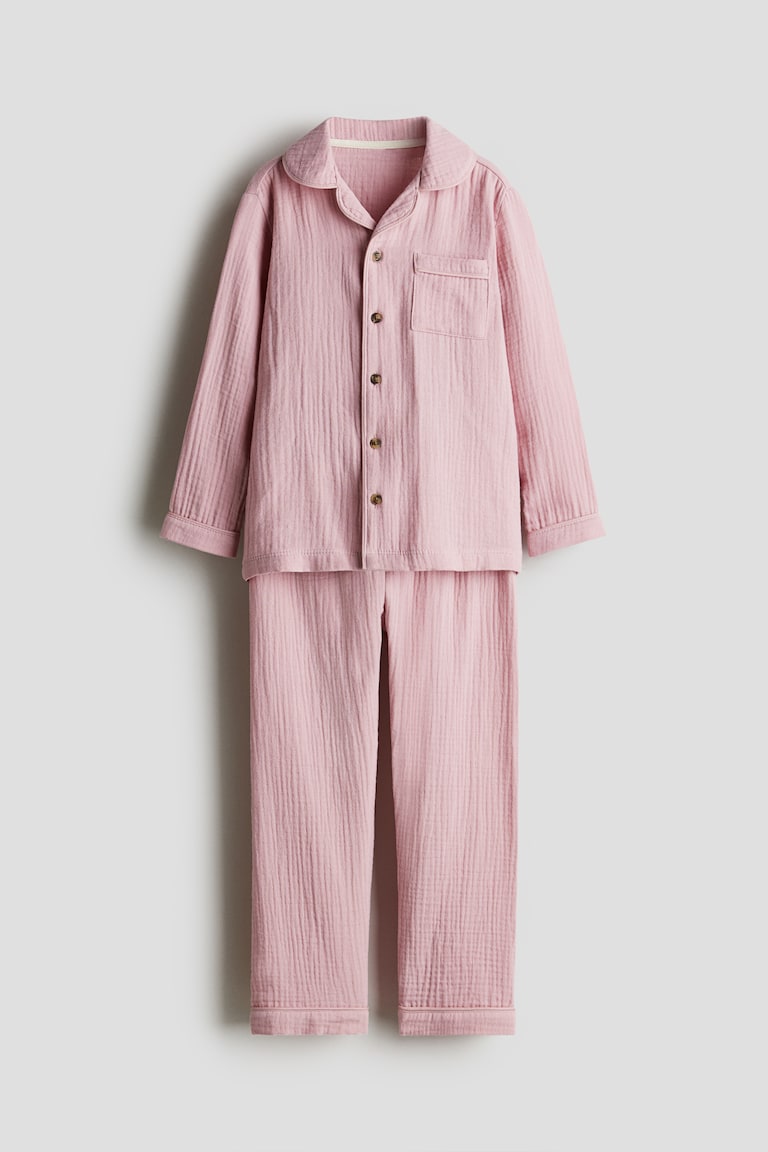 Cotton muslin pyjamas - Dusty pink - Kids | H&M GB