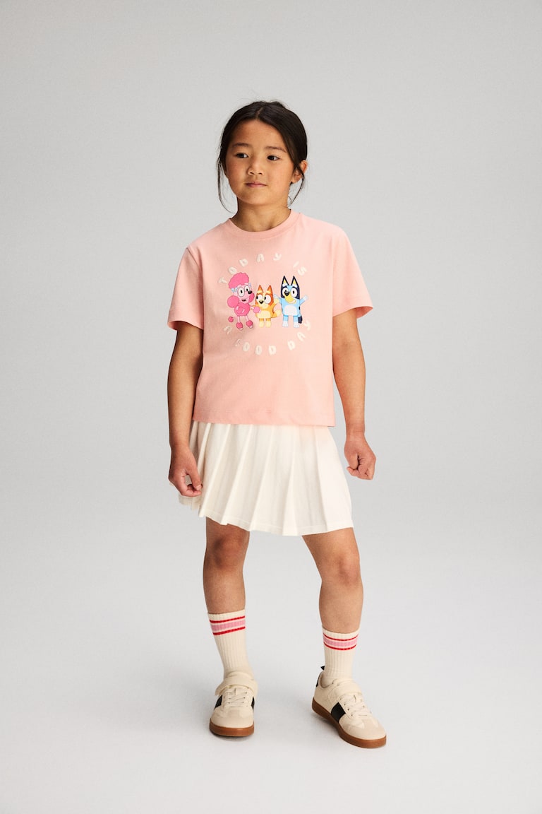 Pink/Bluey Cotton T-Shirt with Printed Motif for kids | H&M US