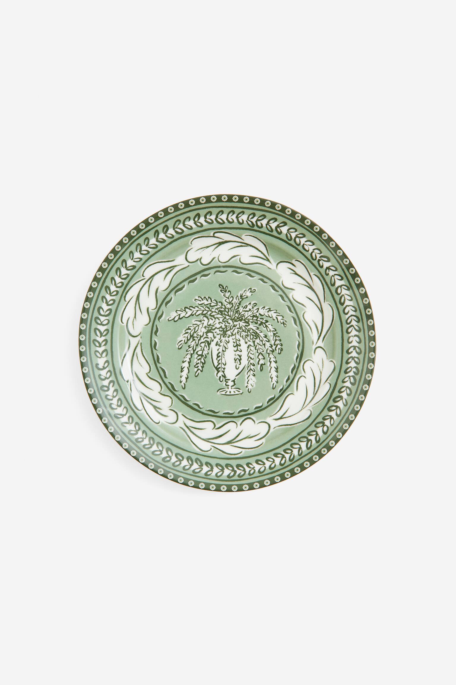 Medium-sized Porcelain Plate - Green/patterned - Home All | H&M US