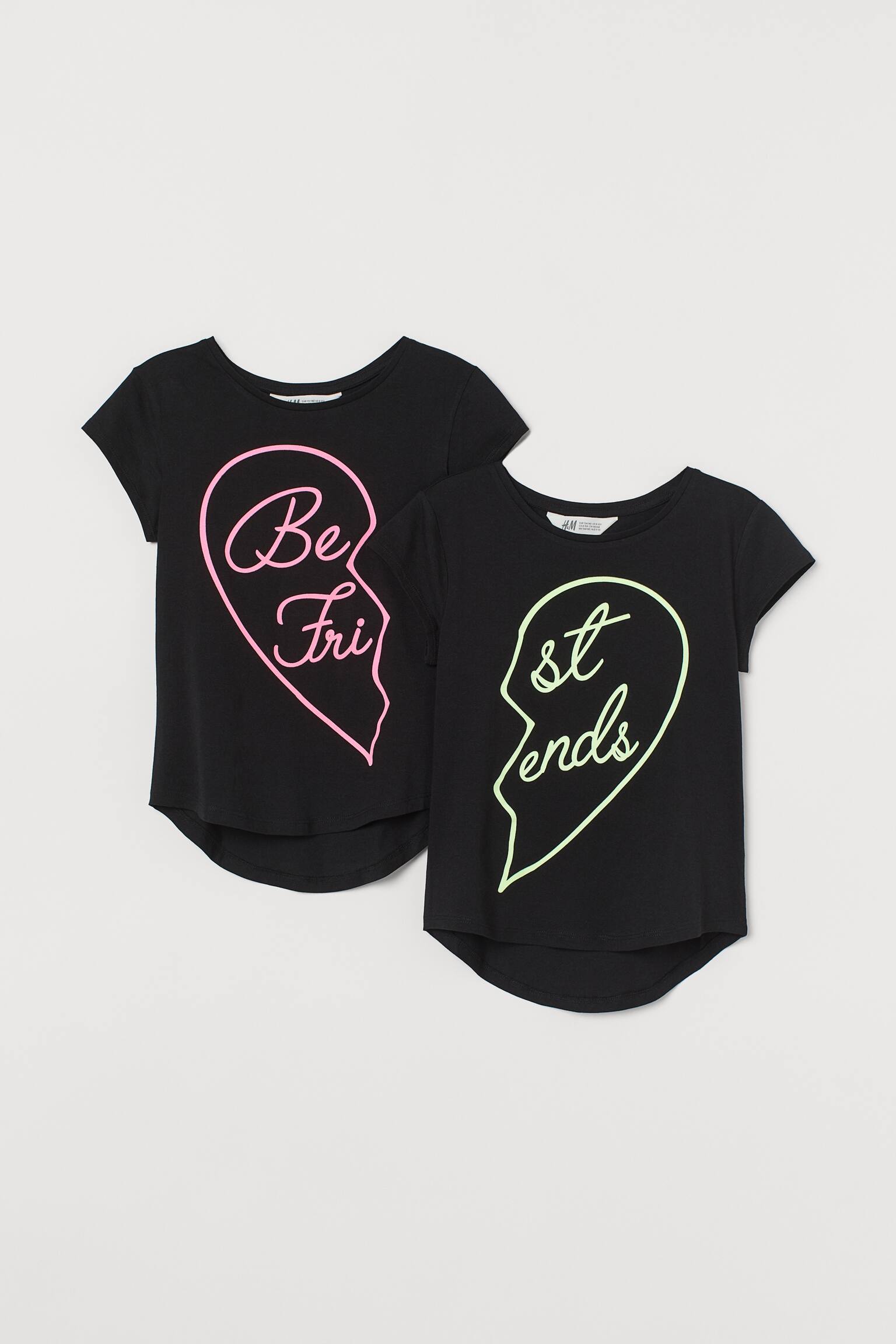 2-pack Best Friends Tops - Black/neon pink - Kids | H&M CA