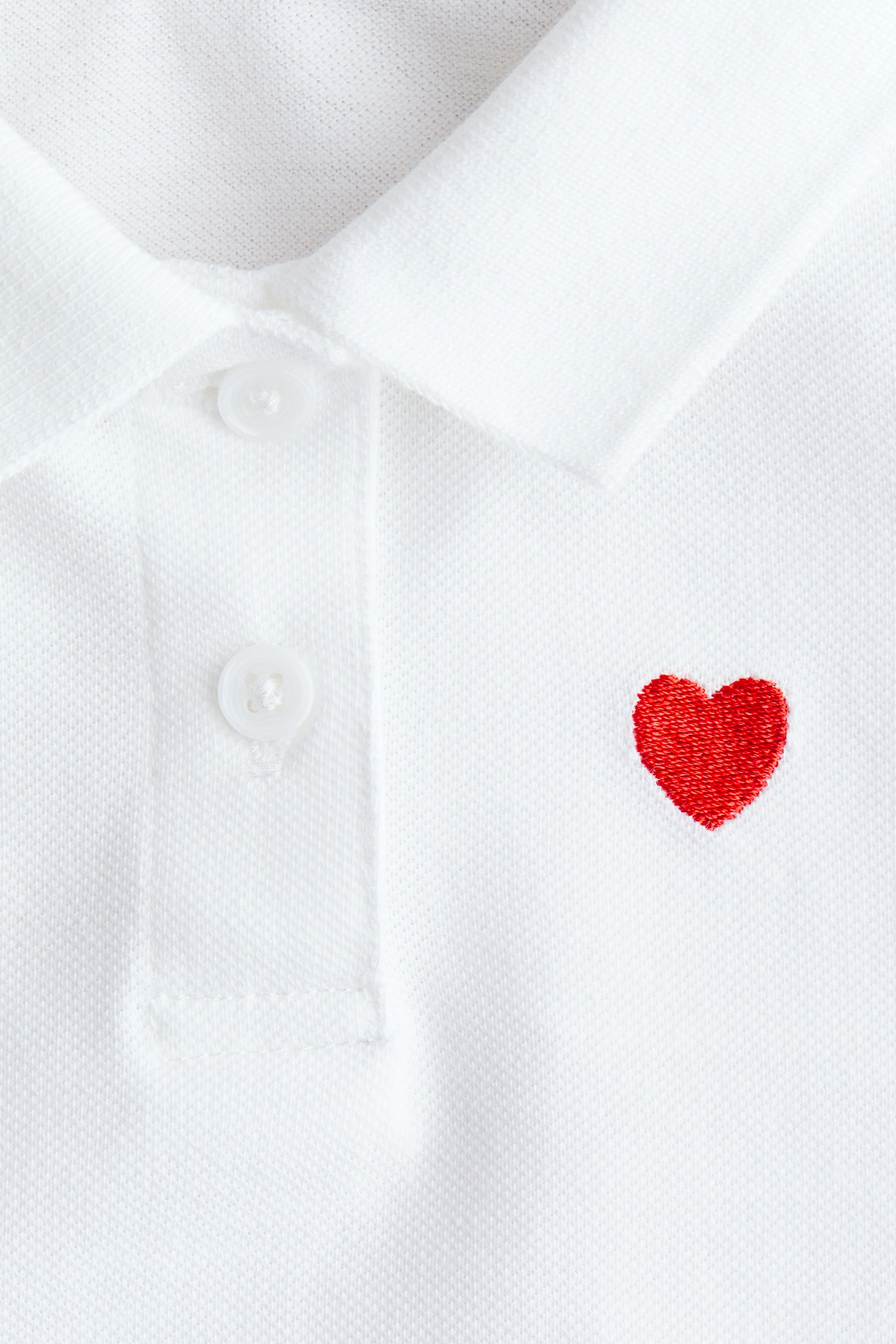Cotton Piqué Polo Shirt - White/heart - Kids | H&M US