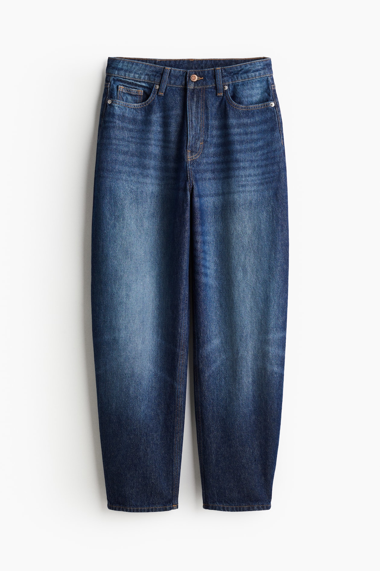 High Rise Barrel Leg Jeans - Dark denim blue - Ladies | H&M US