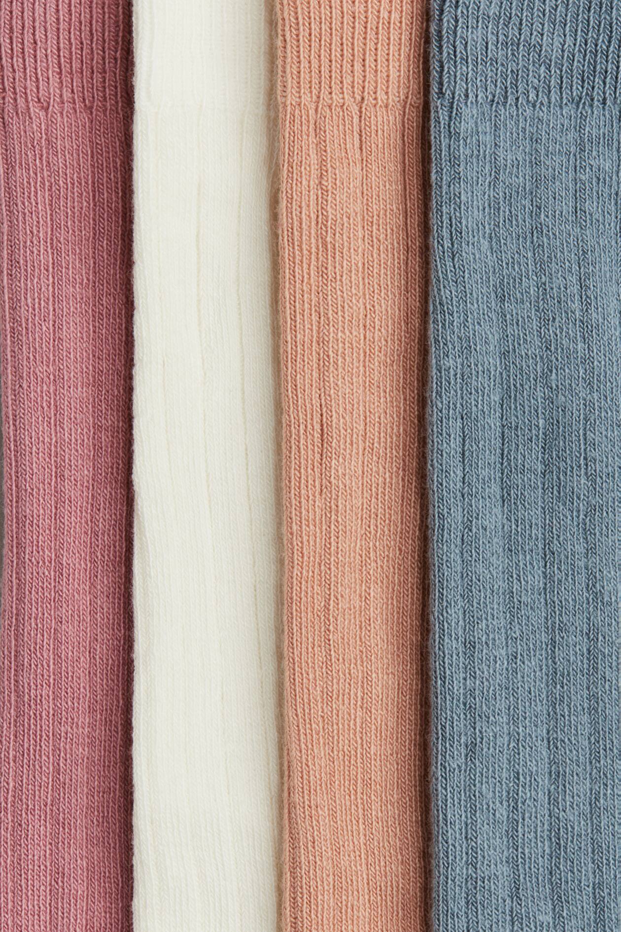 4-pack Rib-Knit Knee Socks - Dusty blue/peach - Kids | H&M US