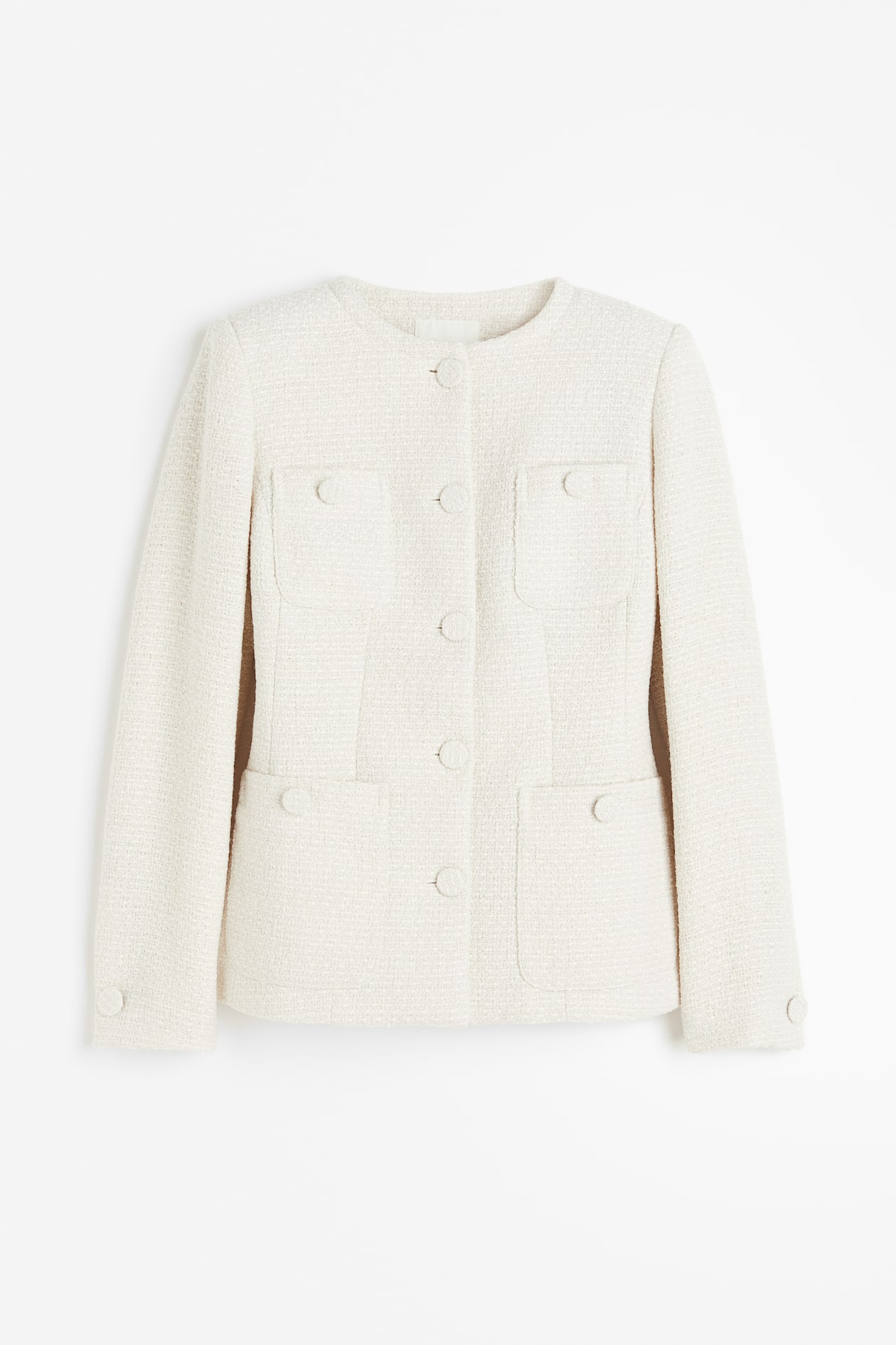 Women's Cream Textured-weave jacket | H&M IN