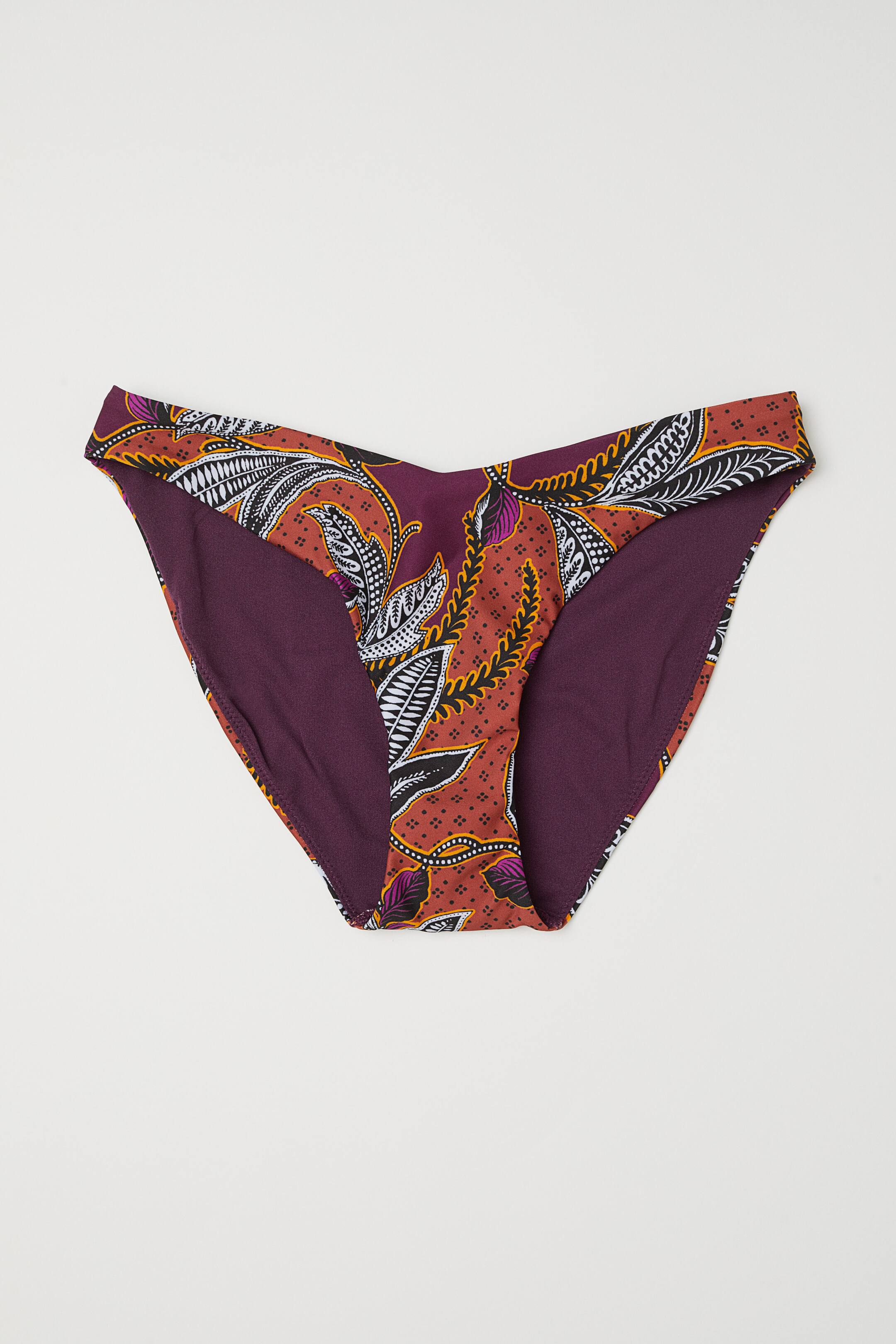 V-cut Bikini Bottoms - Low waist - Dark purple/patterned - Ladies | H&M CA