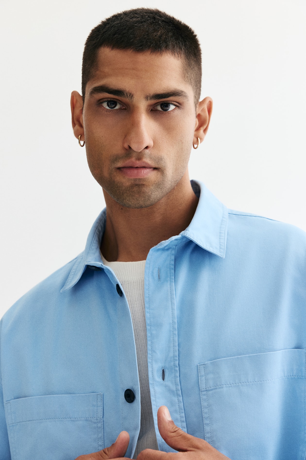 Relaxed-Fit Twill Overshirt - Light blue - Men | H&M US