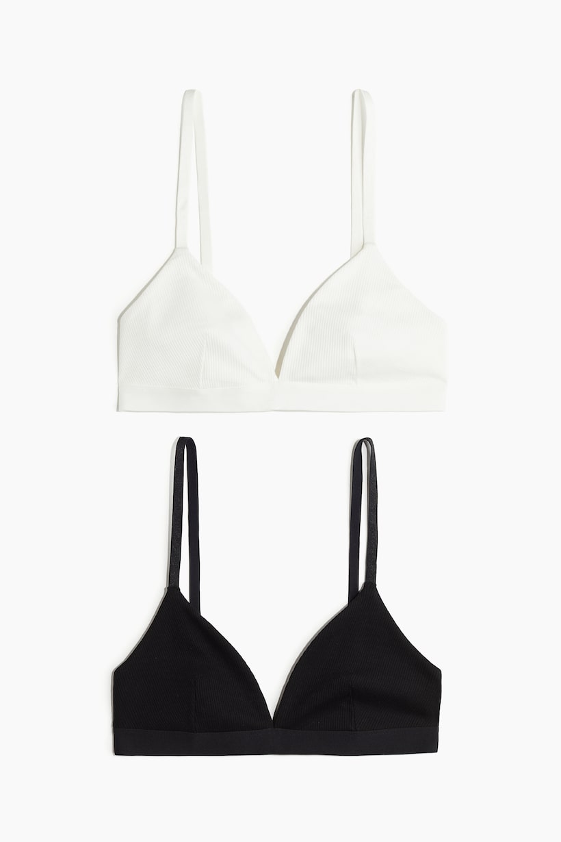 2-pack Soft-cup Cotton Bras - Black/white - Ladies | H&M US
