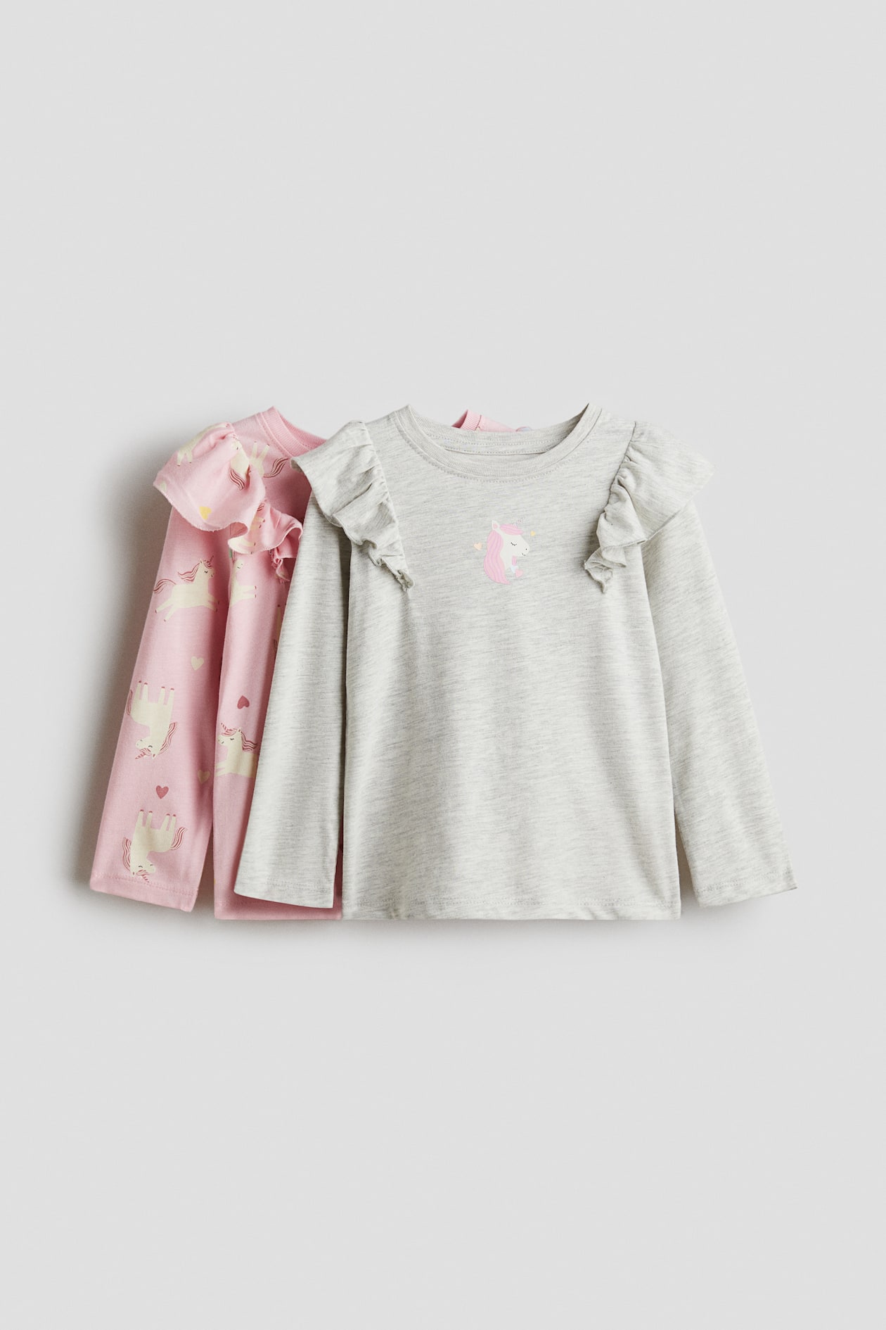 Set de 2 bluze de jerseu cu imprimeu - Roz/unicorni - COPII | H&M RO