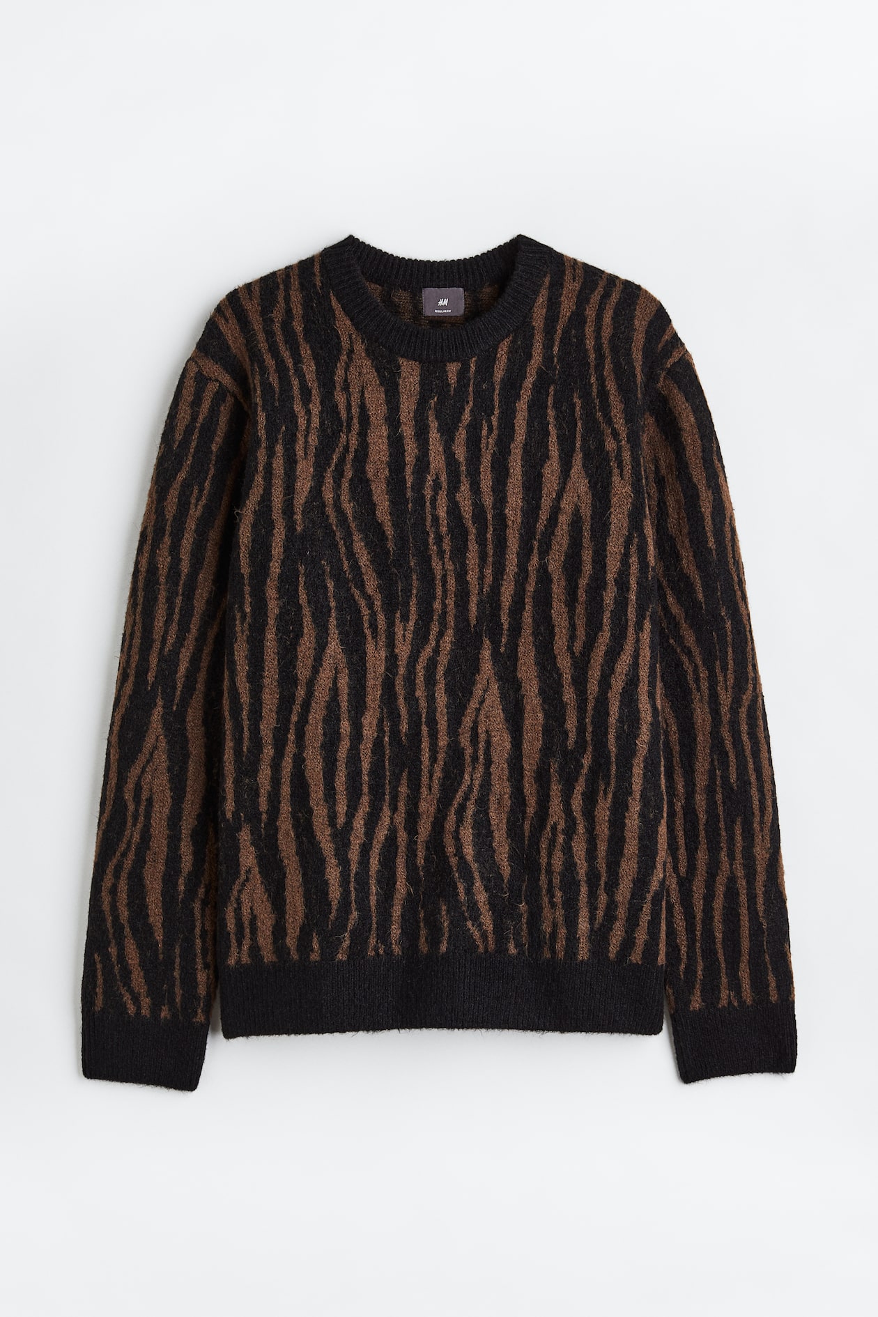 Regular Fit Jacquard-knit Sweater - Brown/zebra print - Men | H&M US
