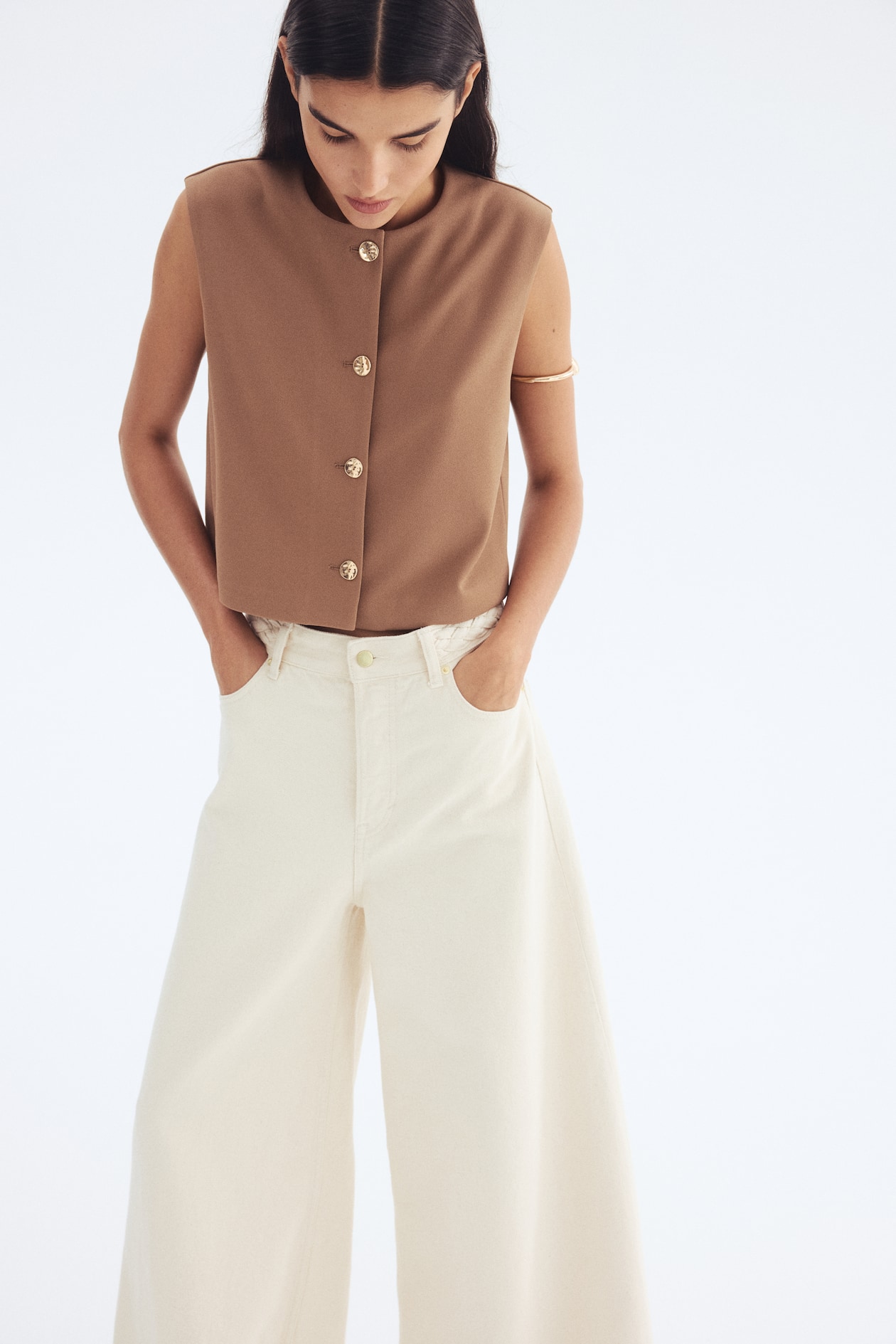 Interlock waistcoat - Dark beige - Ladies | H&M GB