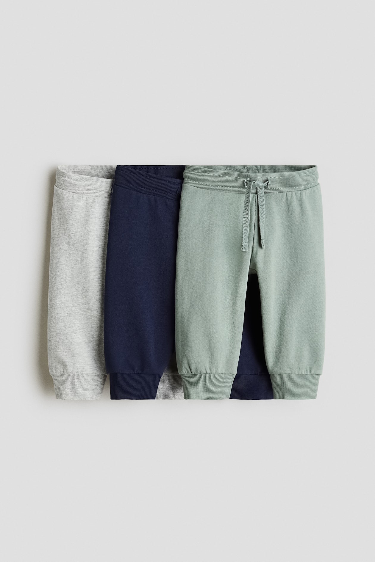 Dusty green/dark blue 3-pack Cotton Joggers for kids | H&M CA