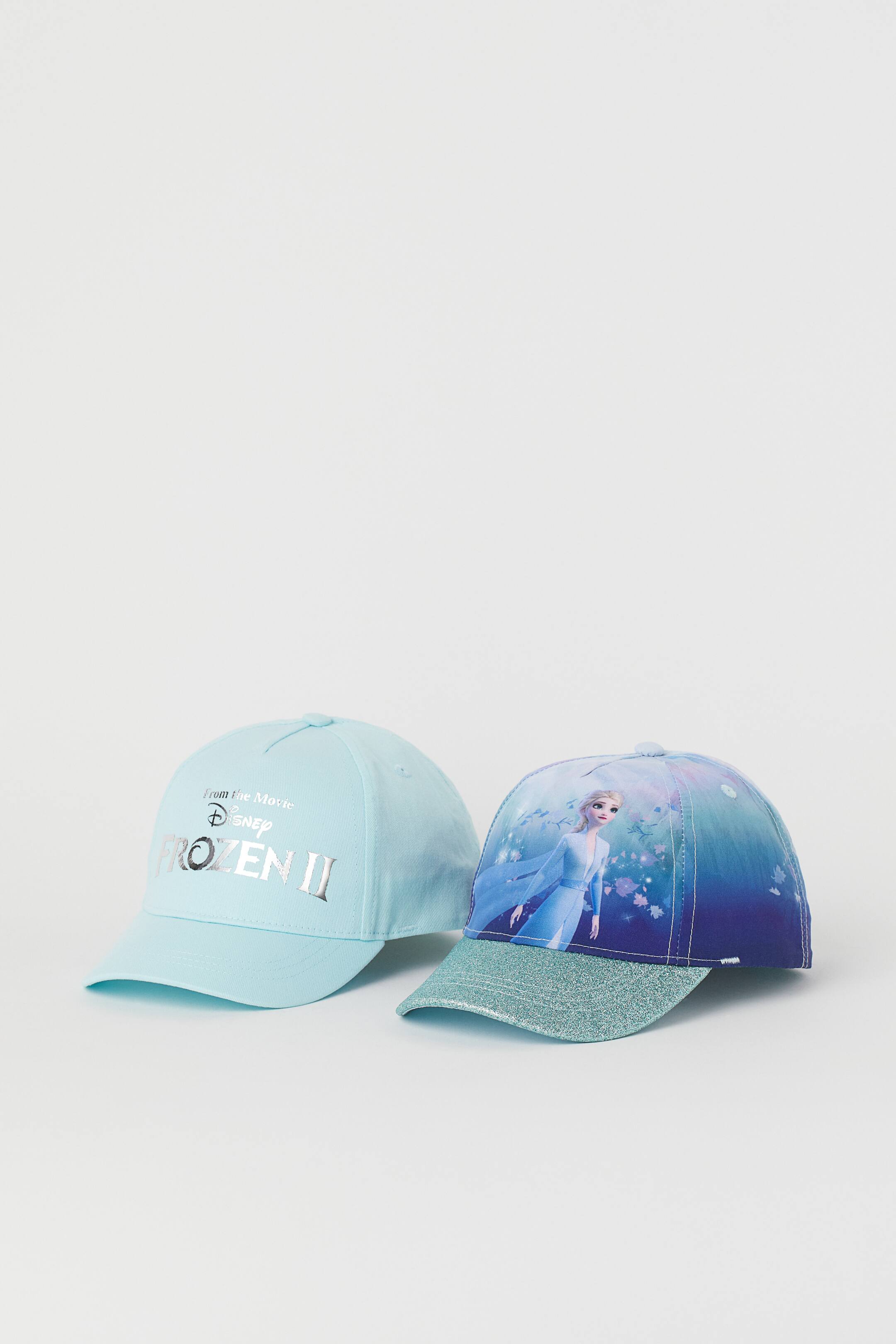 2-pack Printed Twill Caps - Light turquoise/Frozen - Kids | H&M US