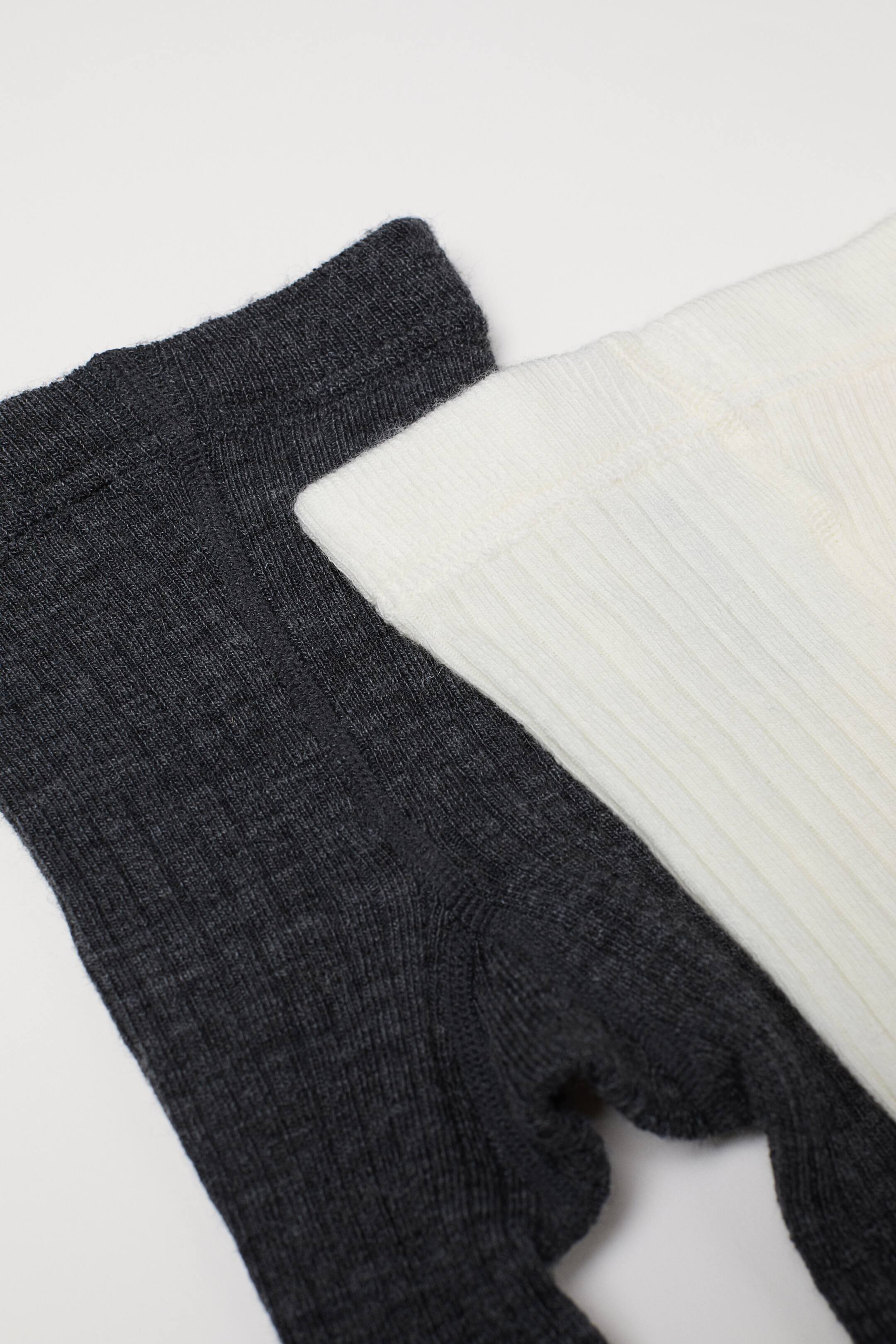2-pack wool-blend tights - Dark grey marl - Kids | H&M GB