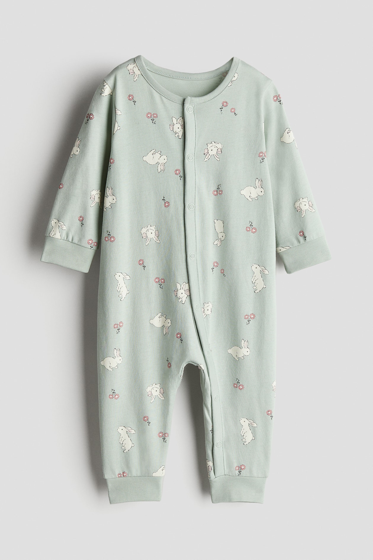 Patterned Pajama Jumpsuit - Light green/rabbits - Kids | H&M US