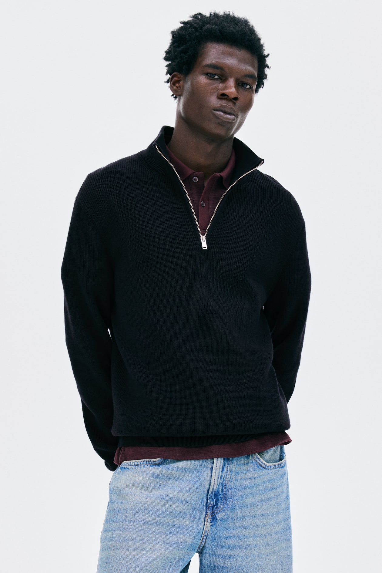 Men’s Black Regular Fit Zip-top jumper | H&M GB