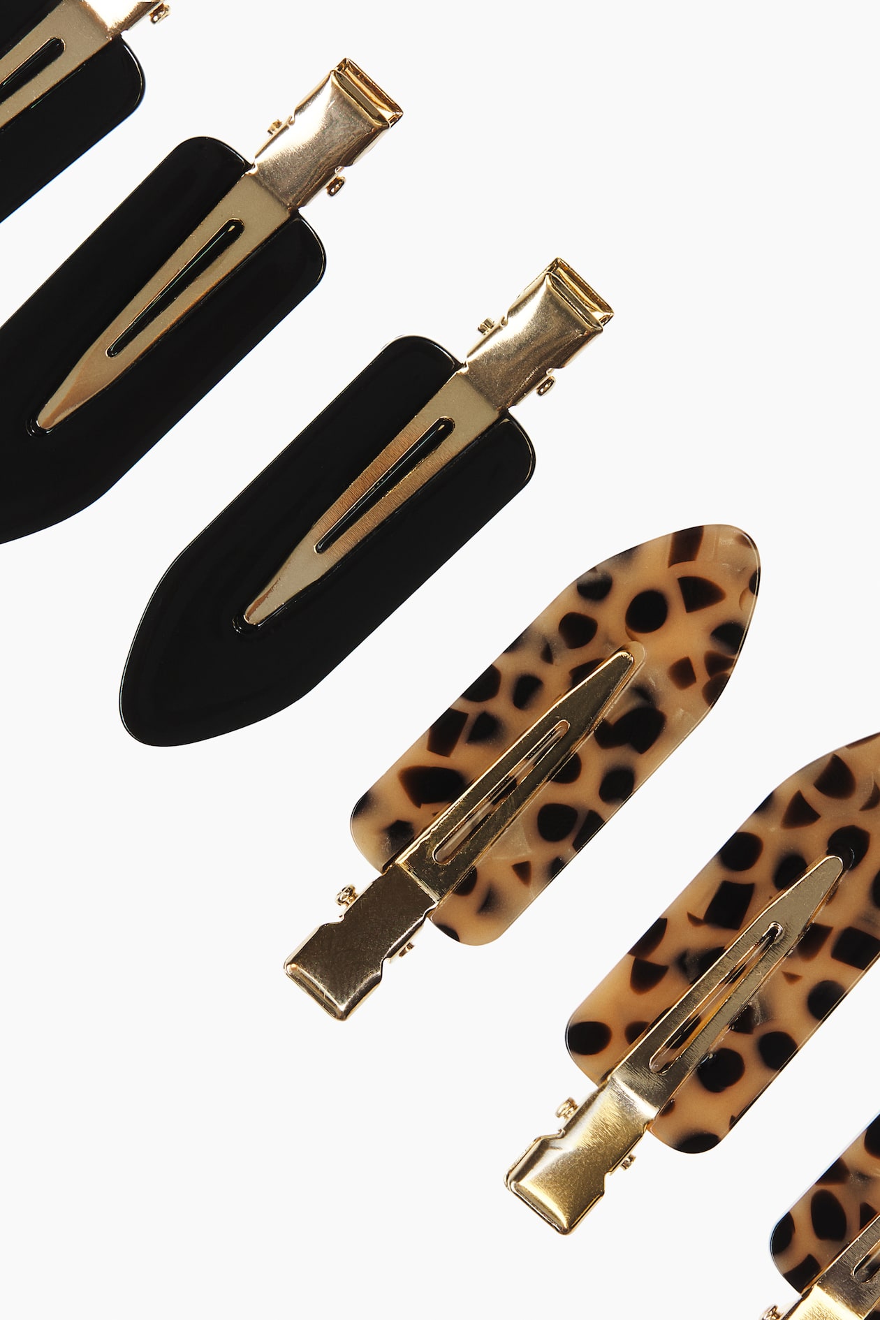 Women's Black/Leopard print 6-pack styling hair clips | H&M IN