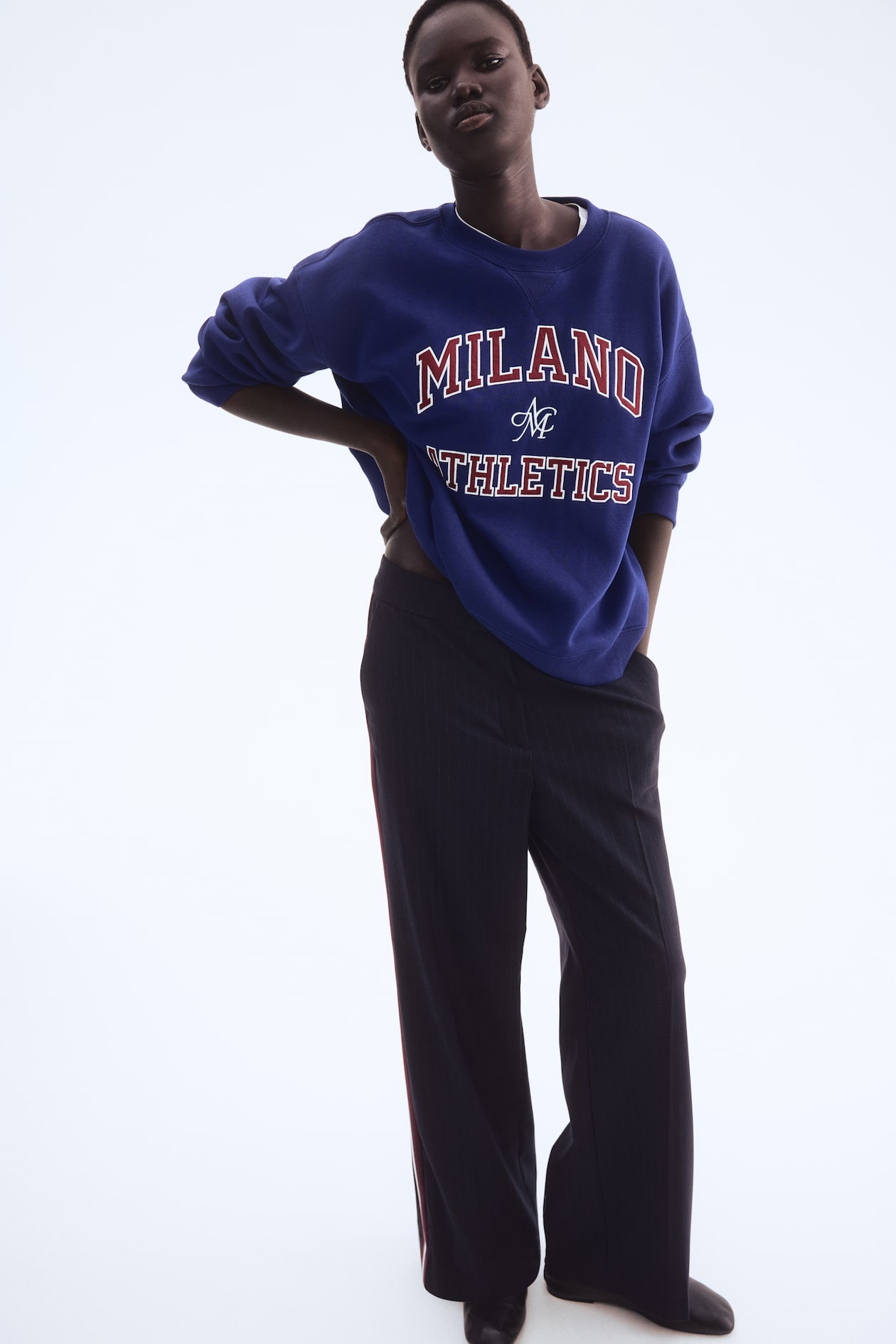 Sweatshirt with Text Motif - Blue/Milano - Ladies | H&M US