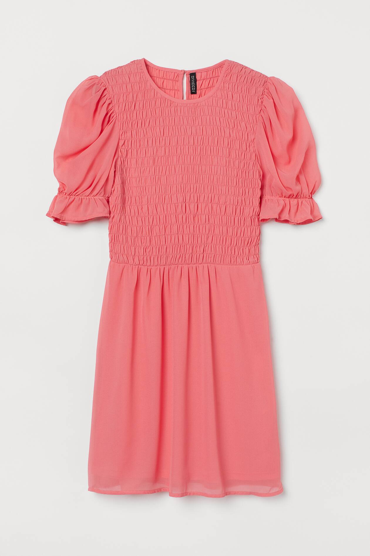 Kjole med vaffelsøm - Rundhalset - Kort erme - Rosa - DAME | H&M NO