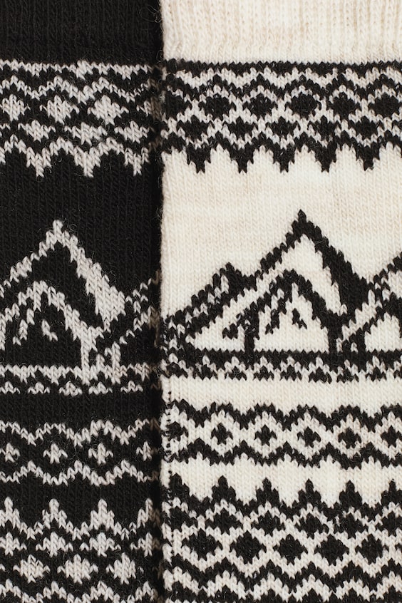Men’s Black/patterned 2-Pack Wool-Blend Socks | H&M US