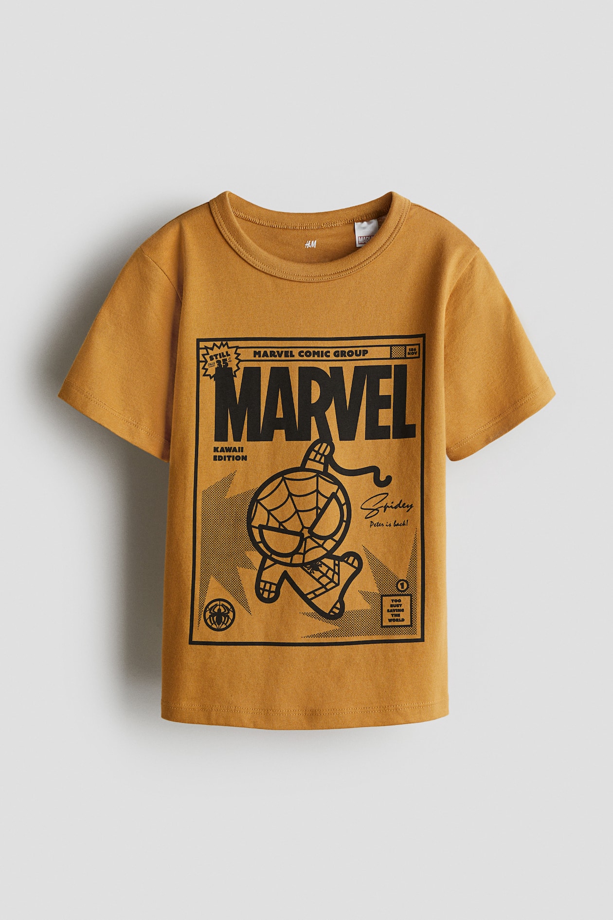 Mustard yellow/Marvel Comics Printed Cotton T-shirt for kids | H&M US