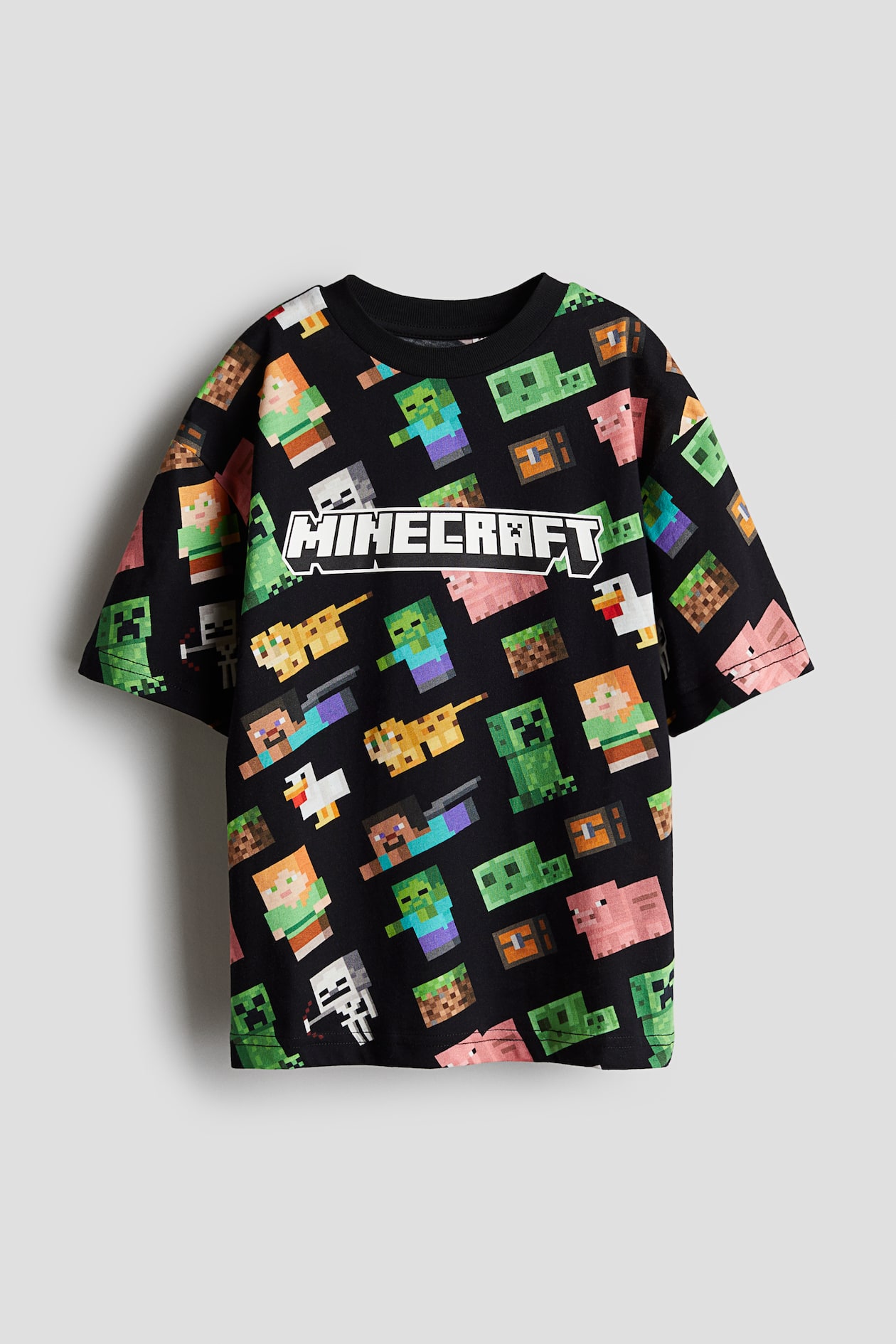 Camiseta oversize estampada - Negro/Minecraft - NIÑOS | H&M ES