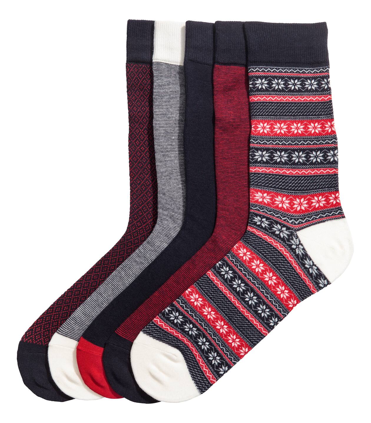 5-pack Ribbed Socks - Dark blue/patterned - Men | H&M US