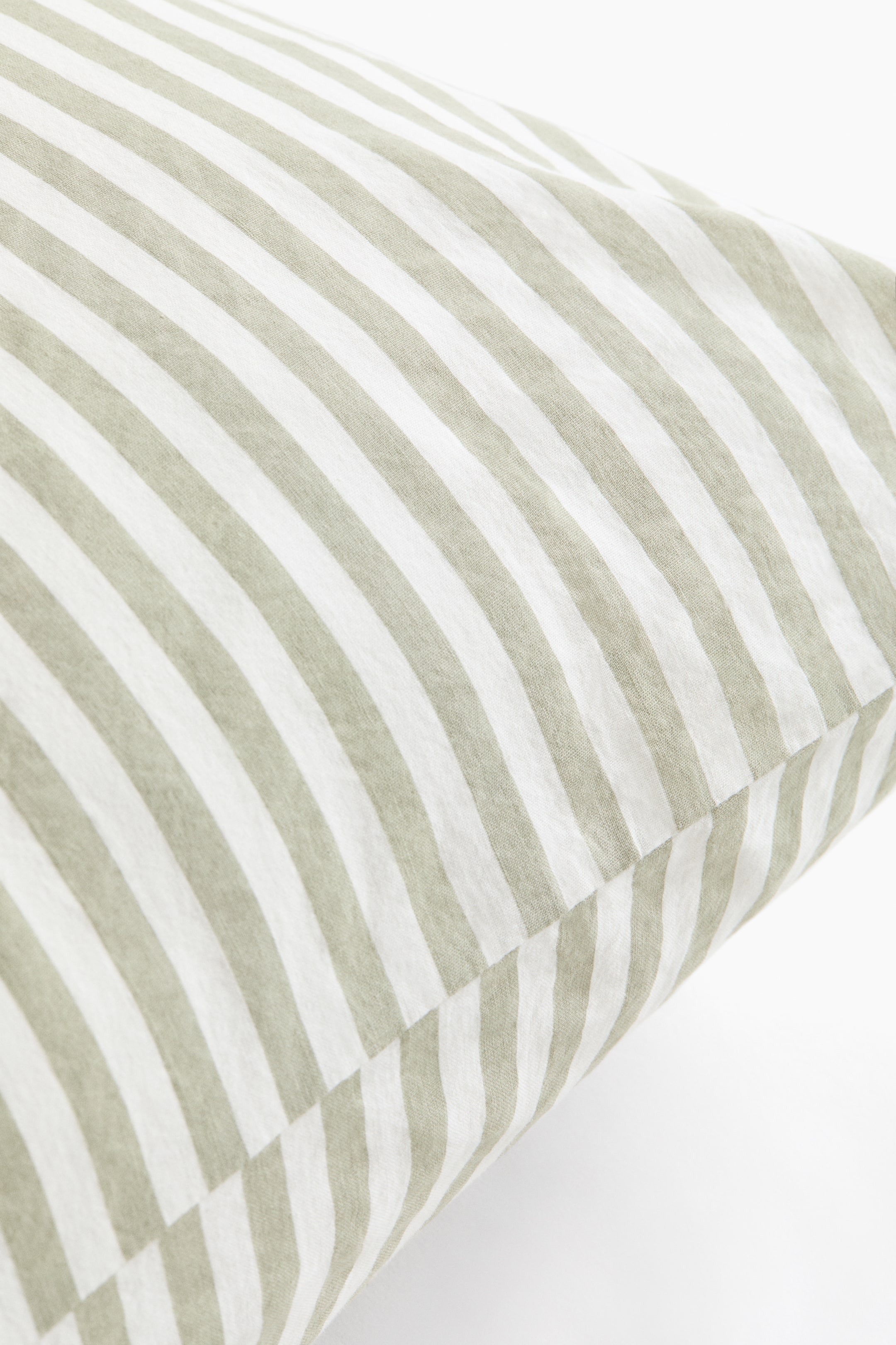 Sage green/white striped Striped Cotton Pillowcase at H&M Home | H&M CA