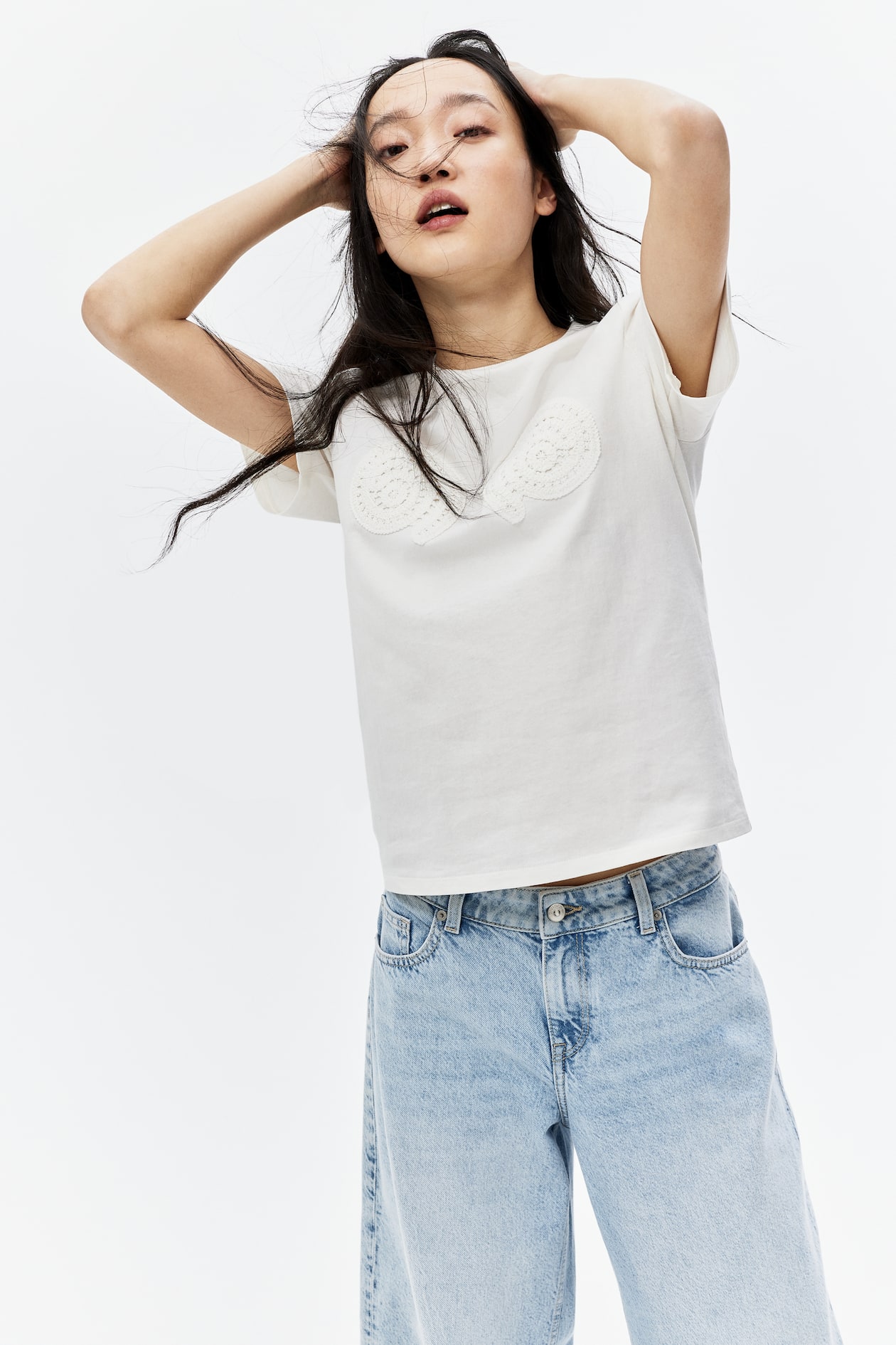 디자인 티셔츠 - 화이트/소라 껍데기 - 여성 | H&M KR