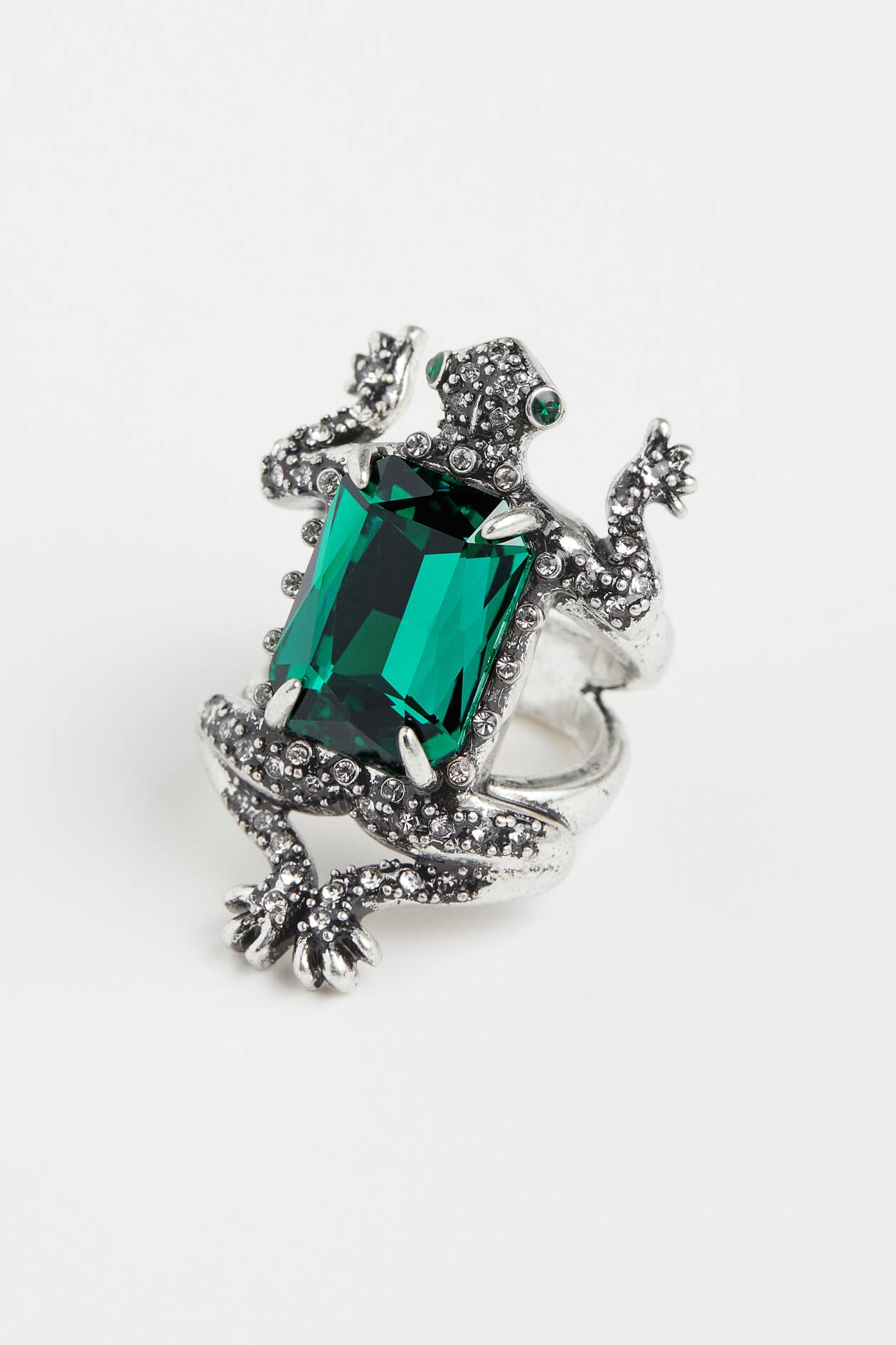 Rhinestone-embellished stone ring - Silver-coloured - Ladies | H&M IE