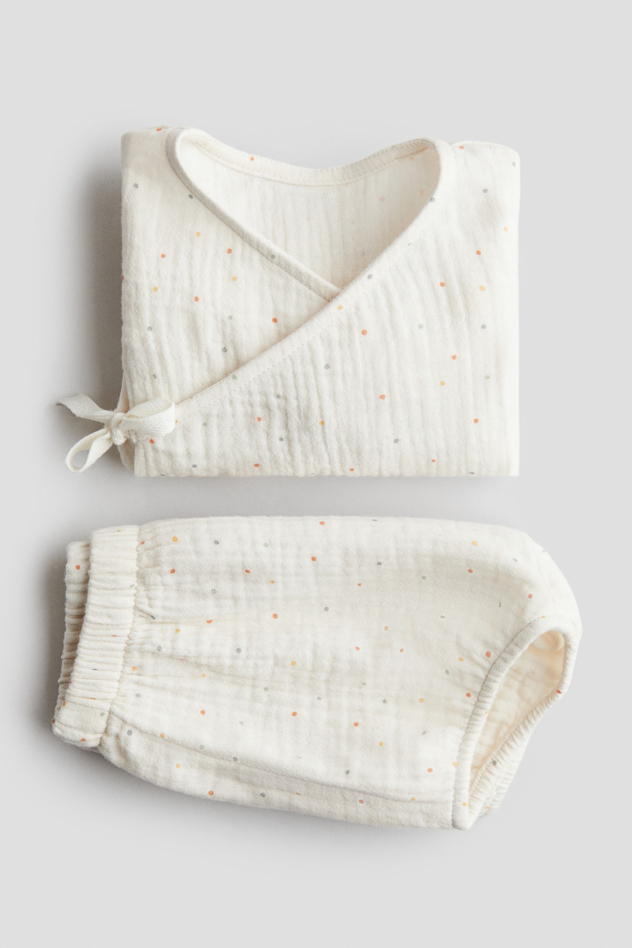 2-Piece Wrapover Muslin Set - Cream/dotted - Kids | H&M US