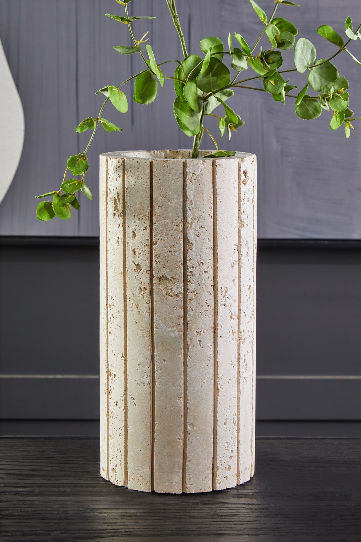 Tibor Travertine Ribbed Vase - Natural - Fifty Five South - Home All ...